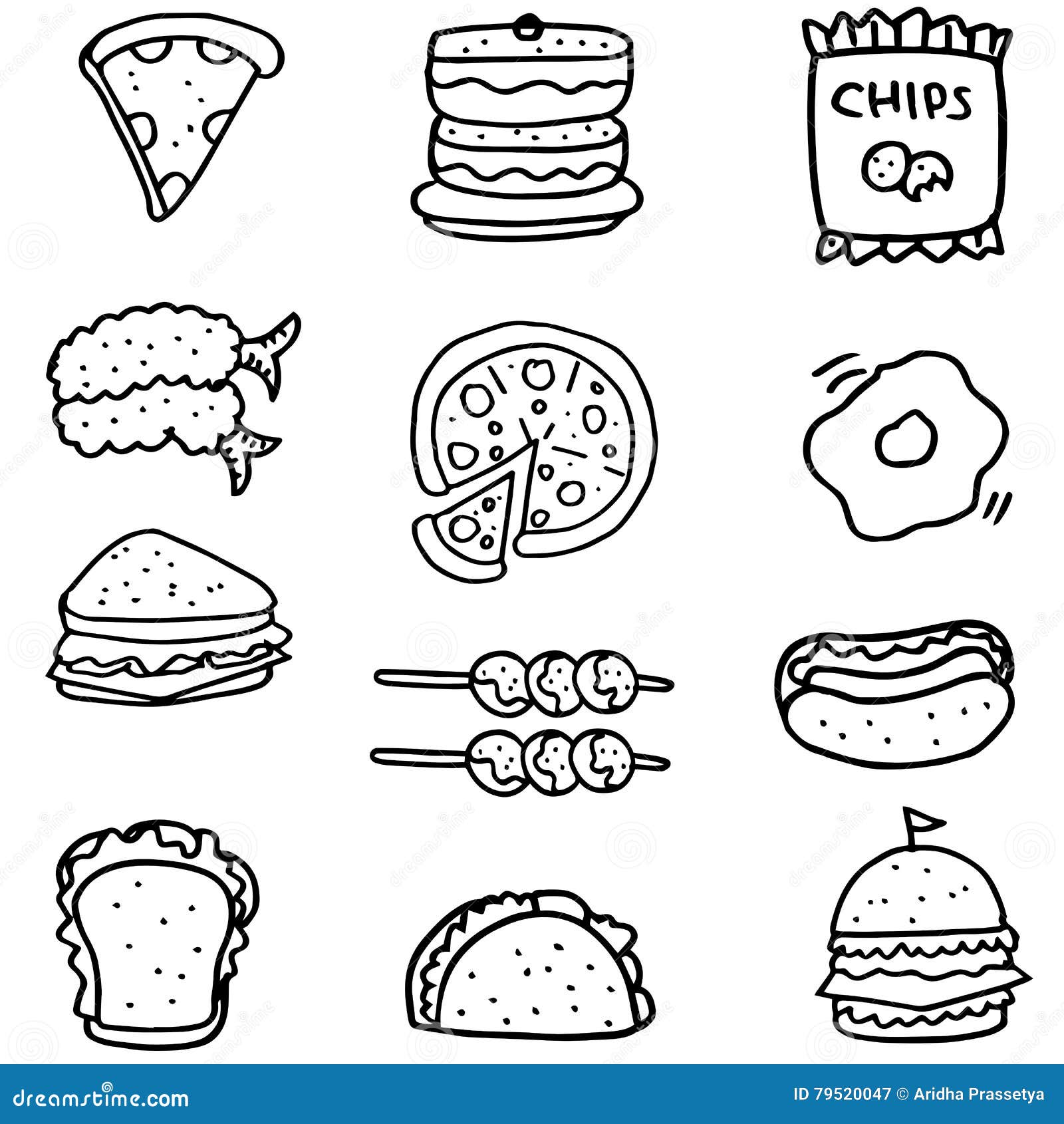 Doodle of Hand Draw Food Set Stock Vector - Illustration of honey ...