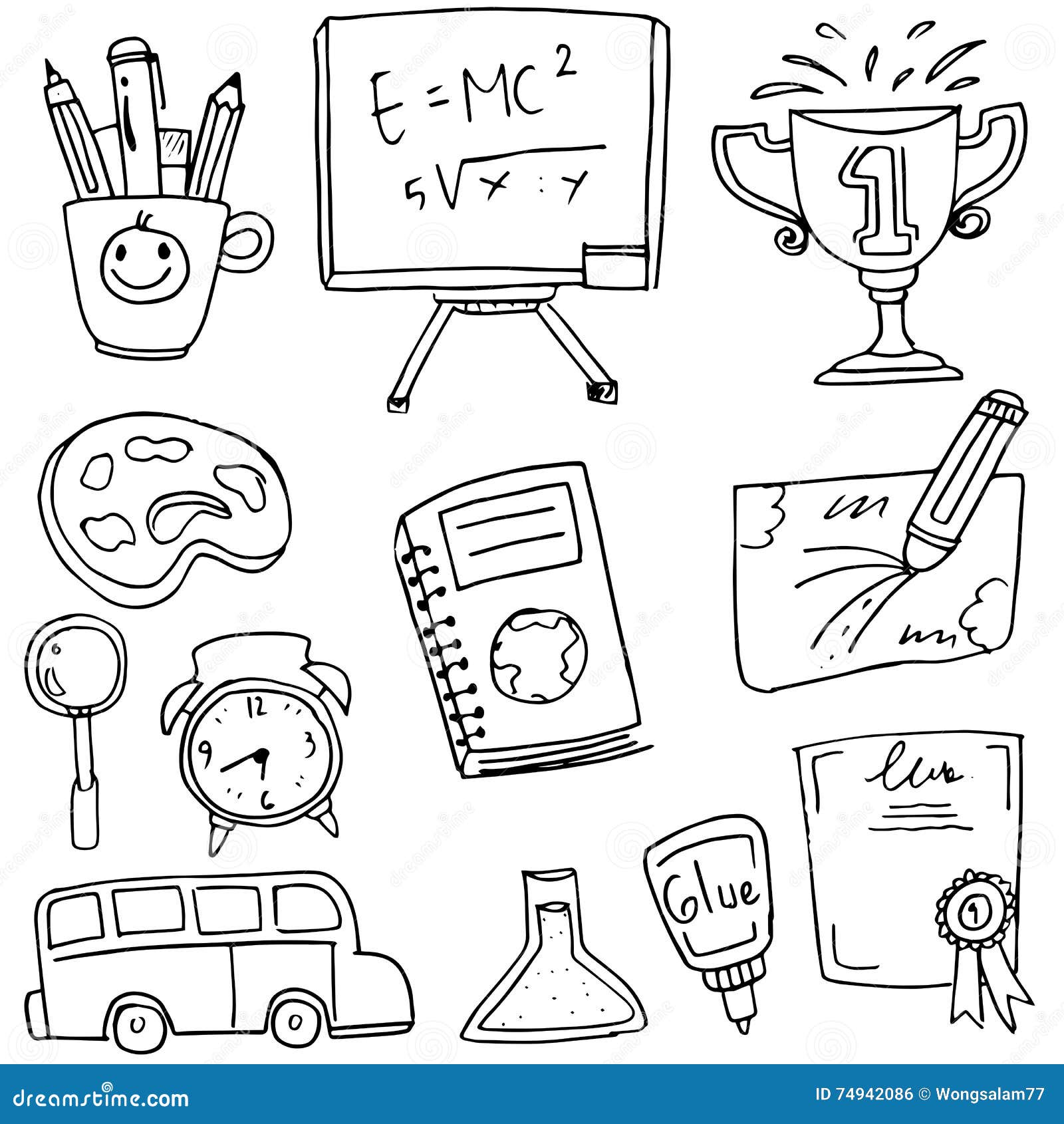 Doodle Hand Draw School Education Stock Vector - Illustration of book ...