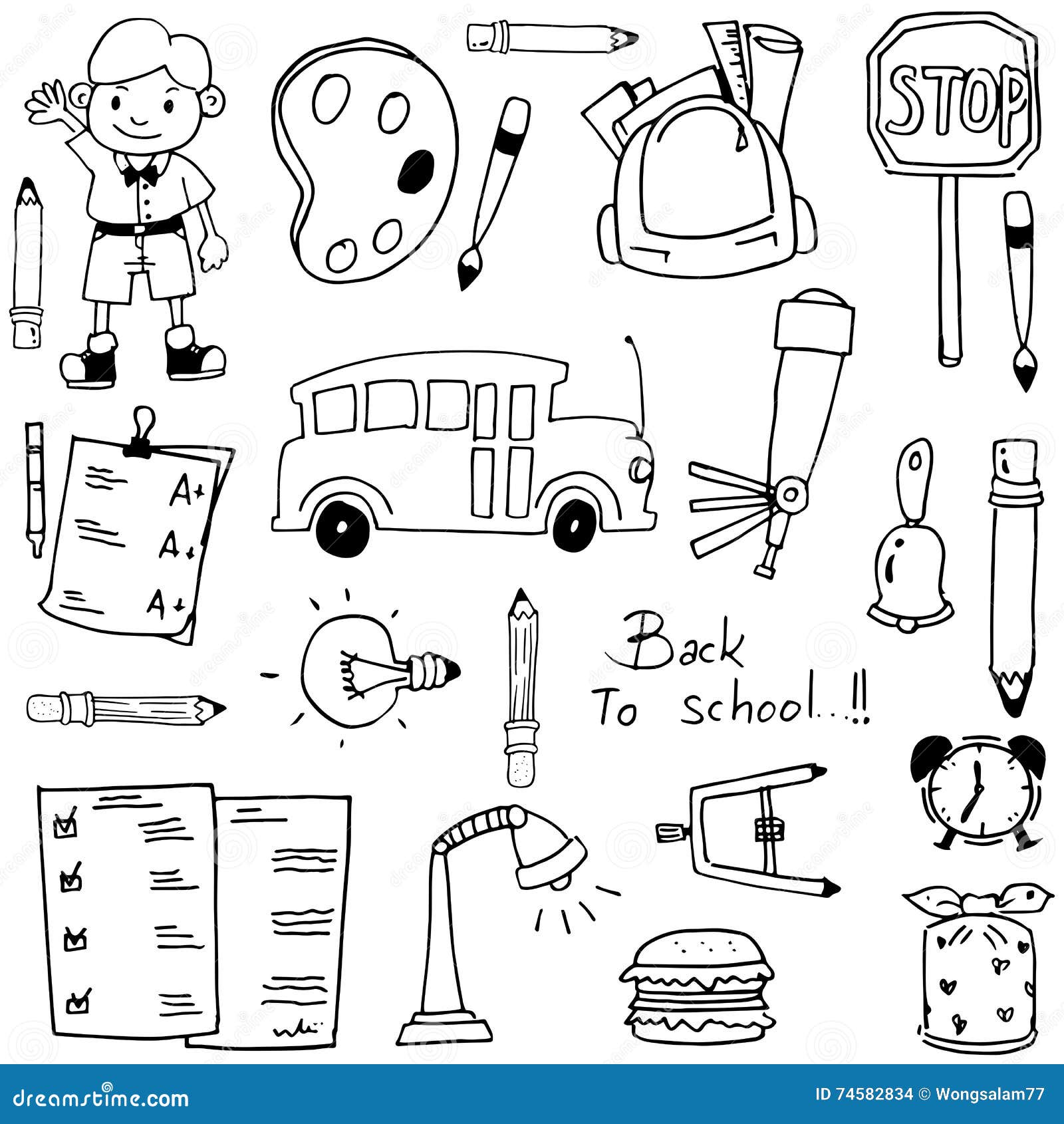 Doodle of Hand Draw School Eductaion Stock Vector - Illustration of ...