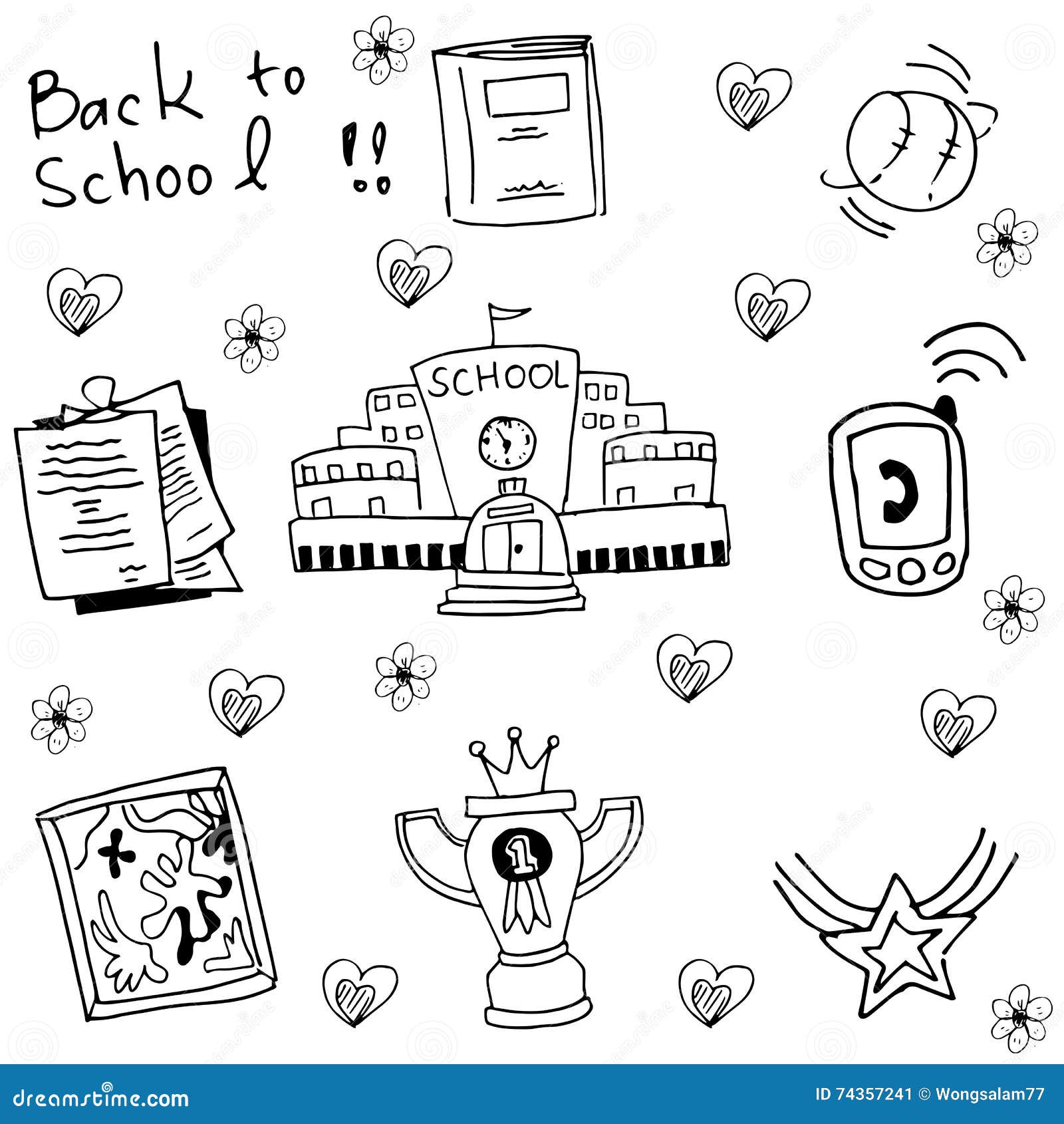 Doodle of hand draw school stock vector. Illustration of sketchbook ...
