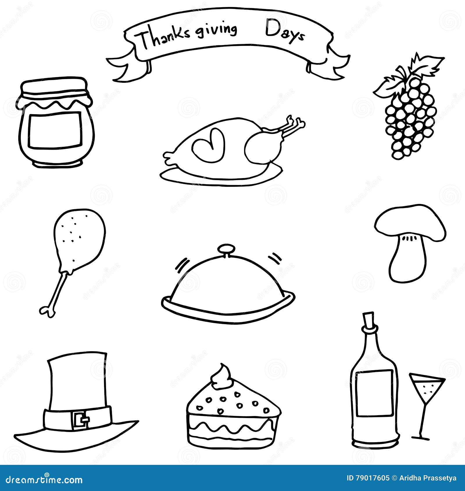 Doodle of Hand Draw Thanksgiving Object Stock Vector - Illustration of ...