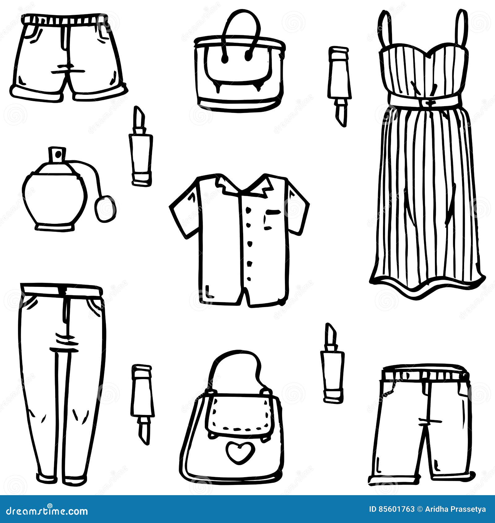 Doodle of Hand Draw Women Clothes Stock Vector - Illustration of ...