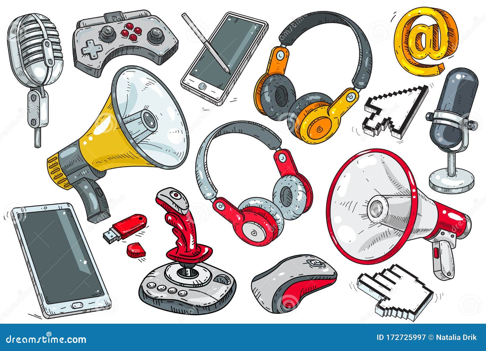 Doodle Hand Drawing Set of Gadget Concept. Vector Illustration Stock ...