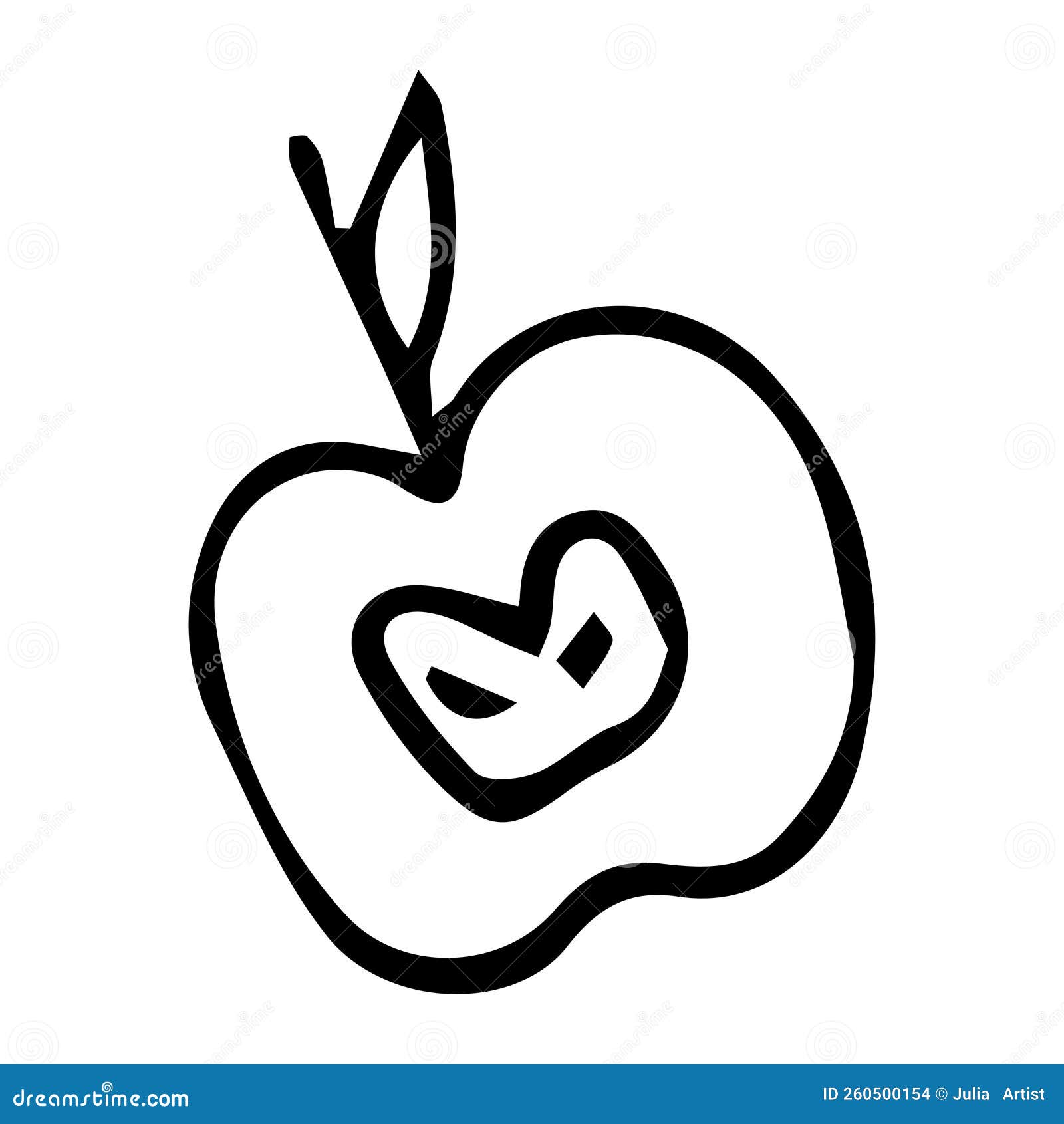 Doodle hand-drawn apple stock vector. Illustration of organic - 260500154
