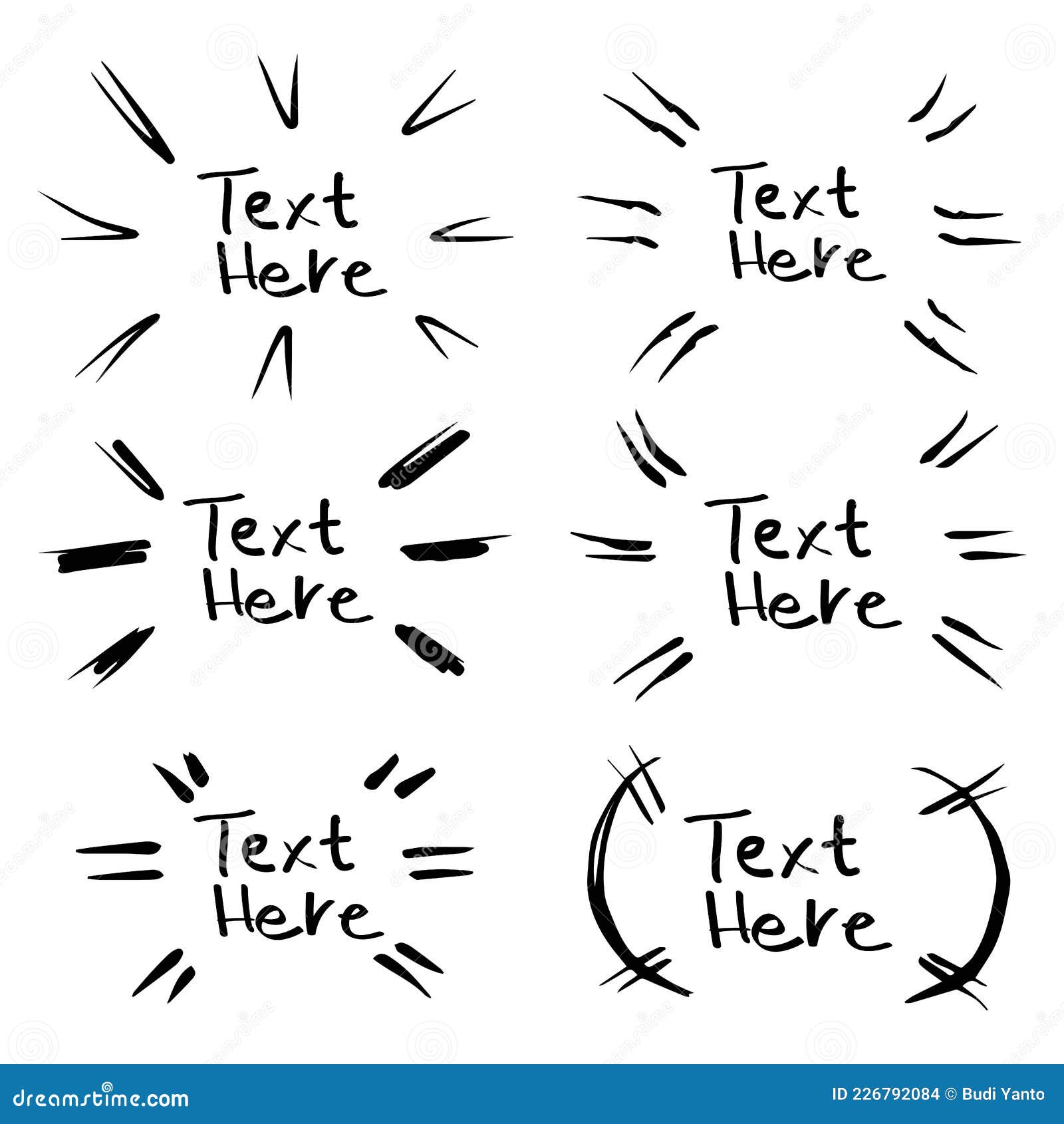 Doodle Hand Drawn of Design Elements for Emphasis Text in Comic Style ...