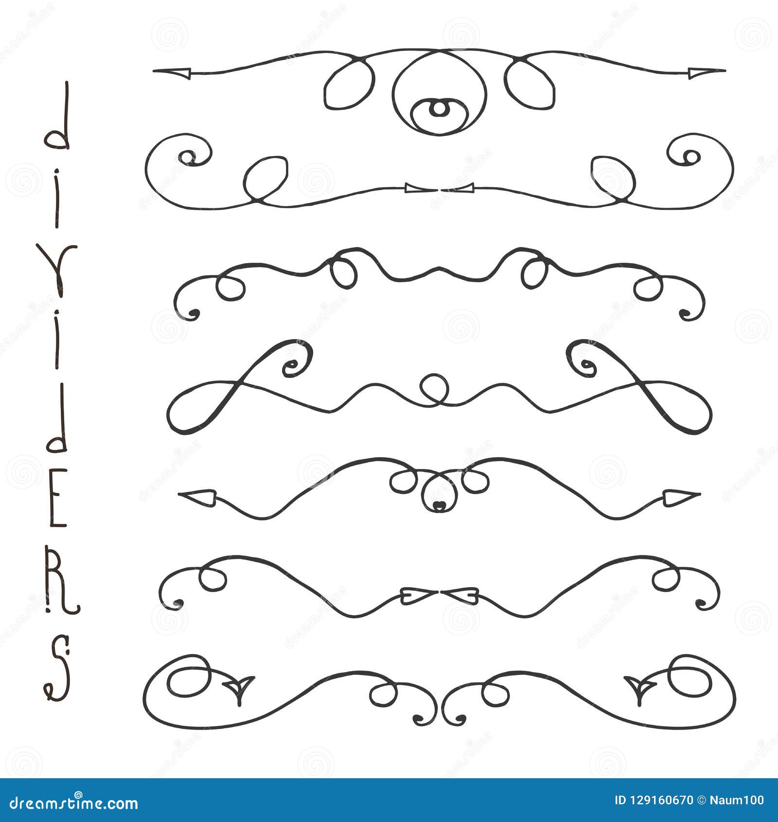 Doodle Hand Drawn Divider Lines,graphic Elements Stock Vector ...
