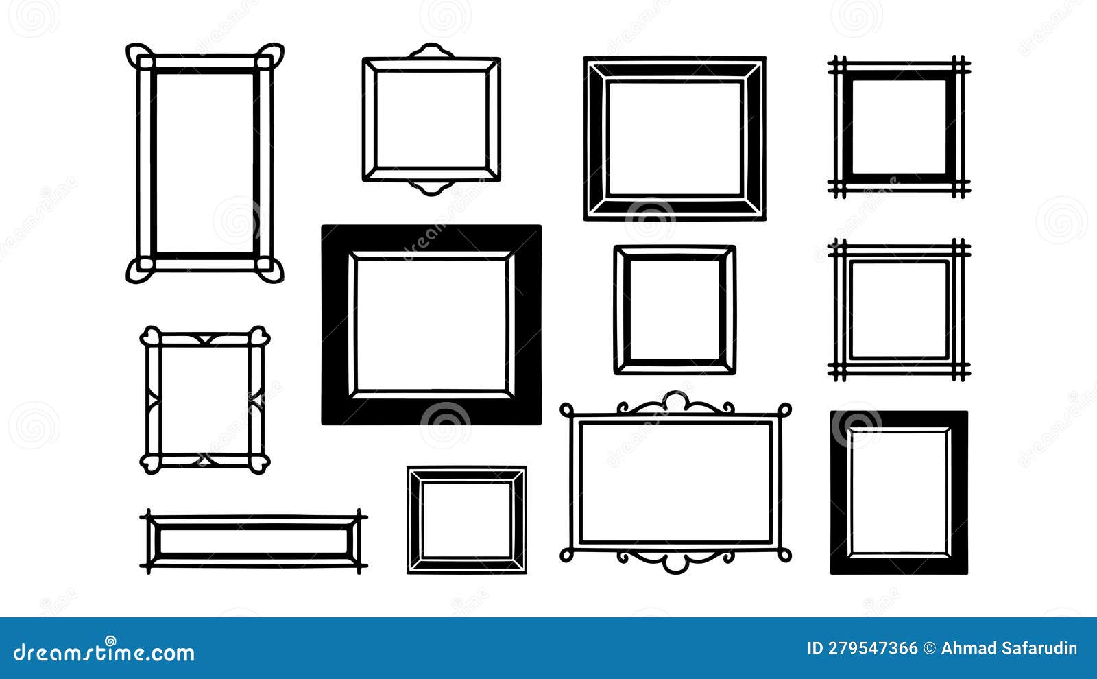 Doodle Hand Drawn Frame Set. Sketch Drawing Vector Frames Collection ...