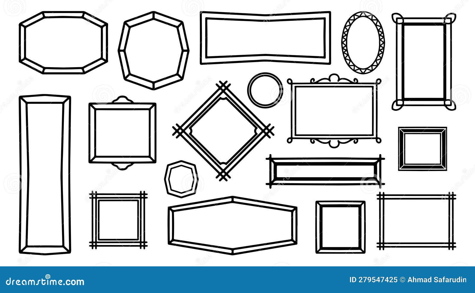 Doodle Hand Drawn Frame Set. Sketch Drawing Vector Frames Collection ...