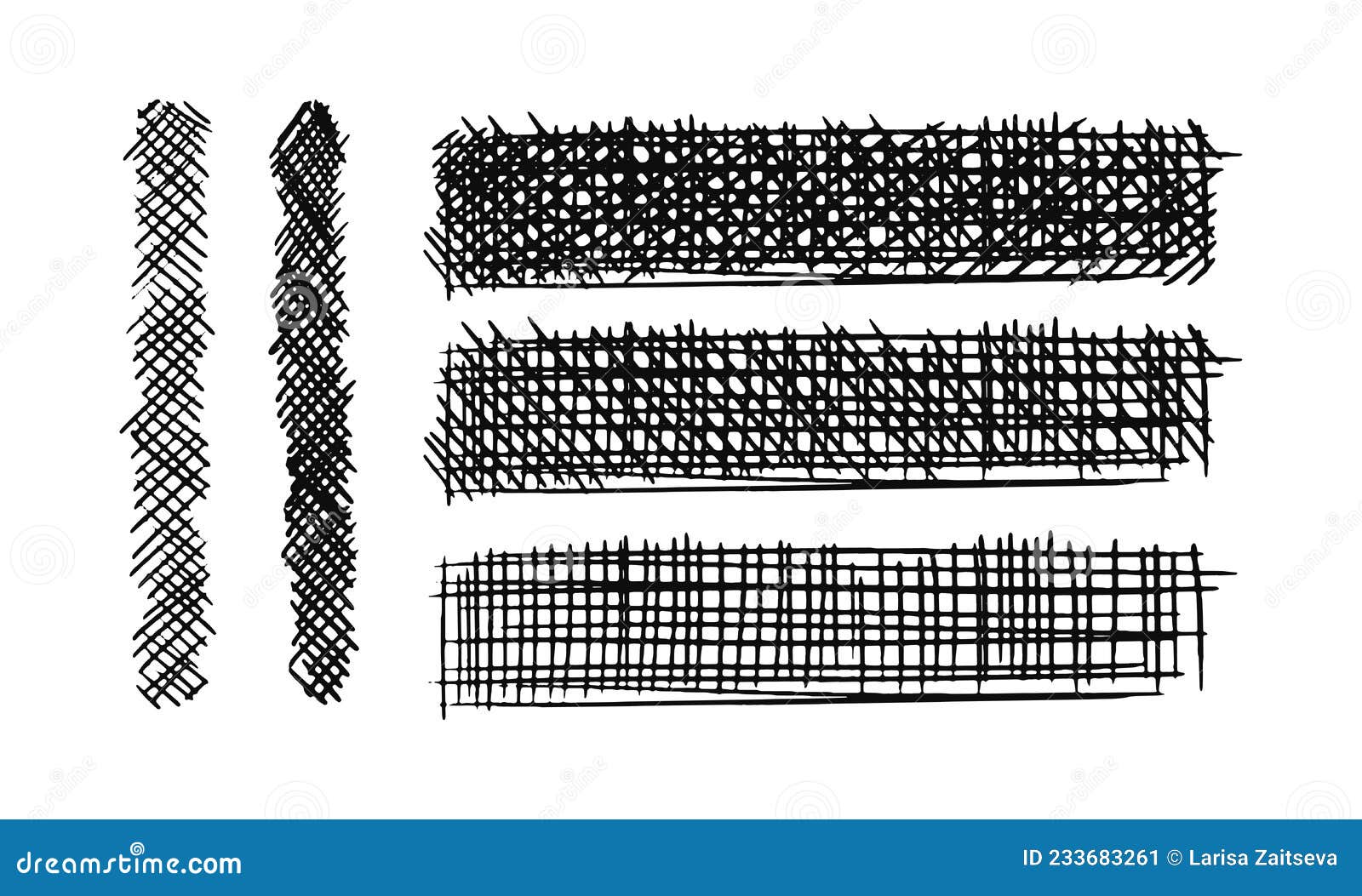 Doodle Hand Drawn Hatched Strikethrough Lines. Set of Drawn Hatching ...