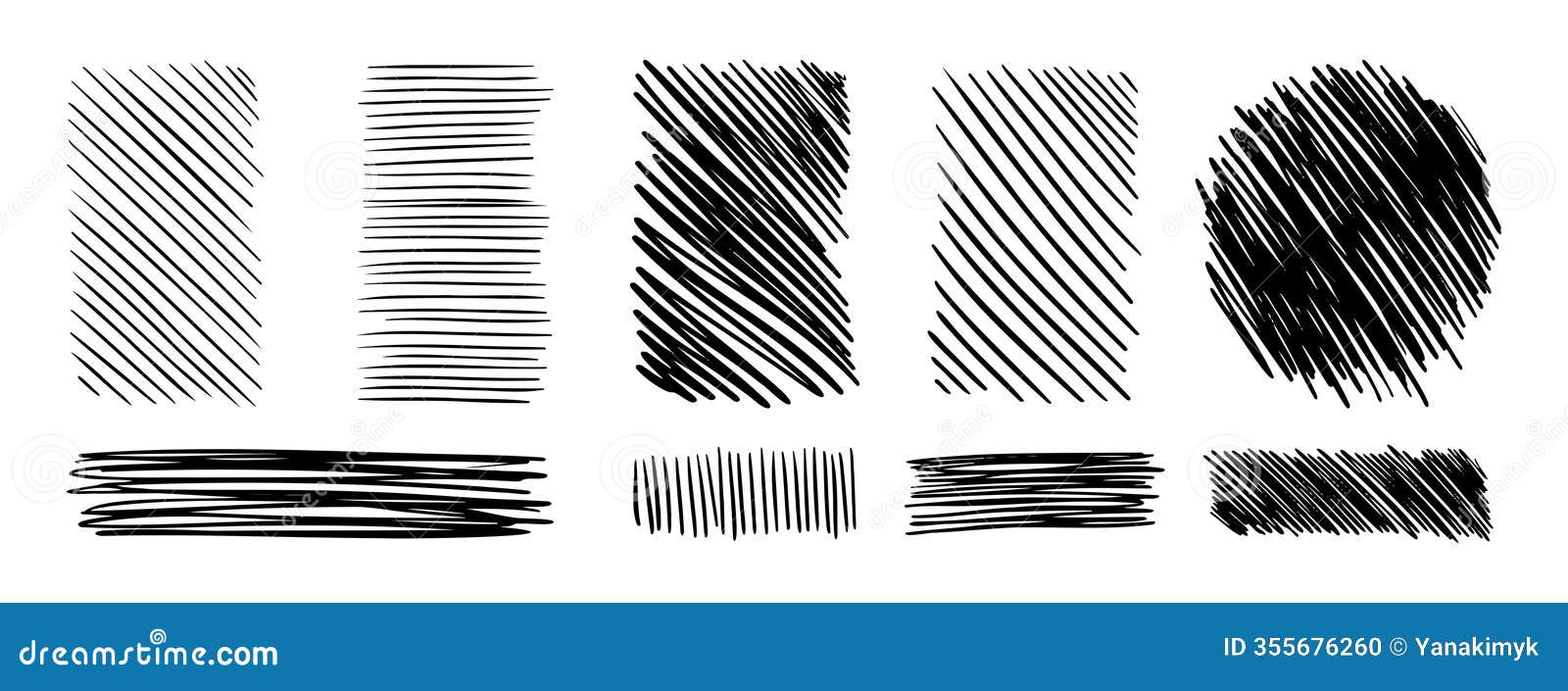 Doodle Hand Drawn Hatching Texture Lines Set. Hatched Strikethrough ...