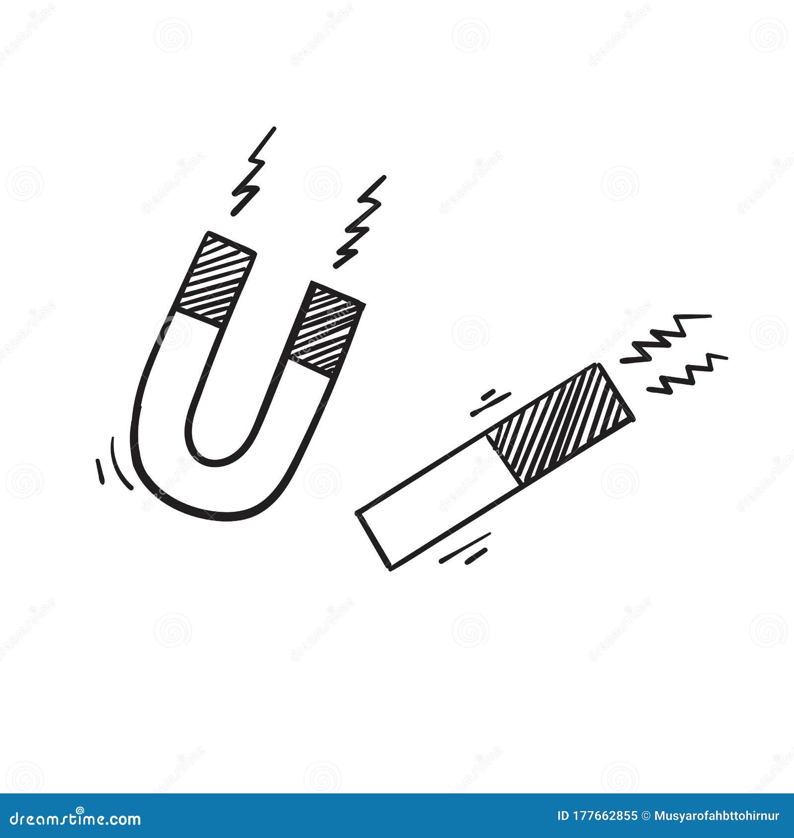 Doodle Hand Drawn Magnet Illustration Icon Stock Vector - Illustration ...