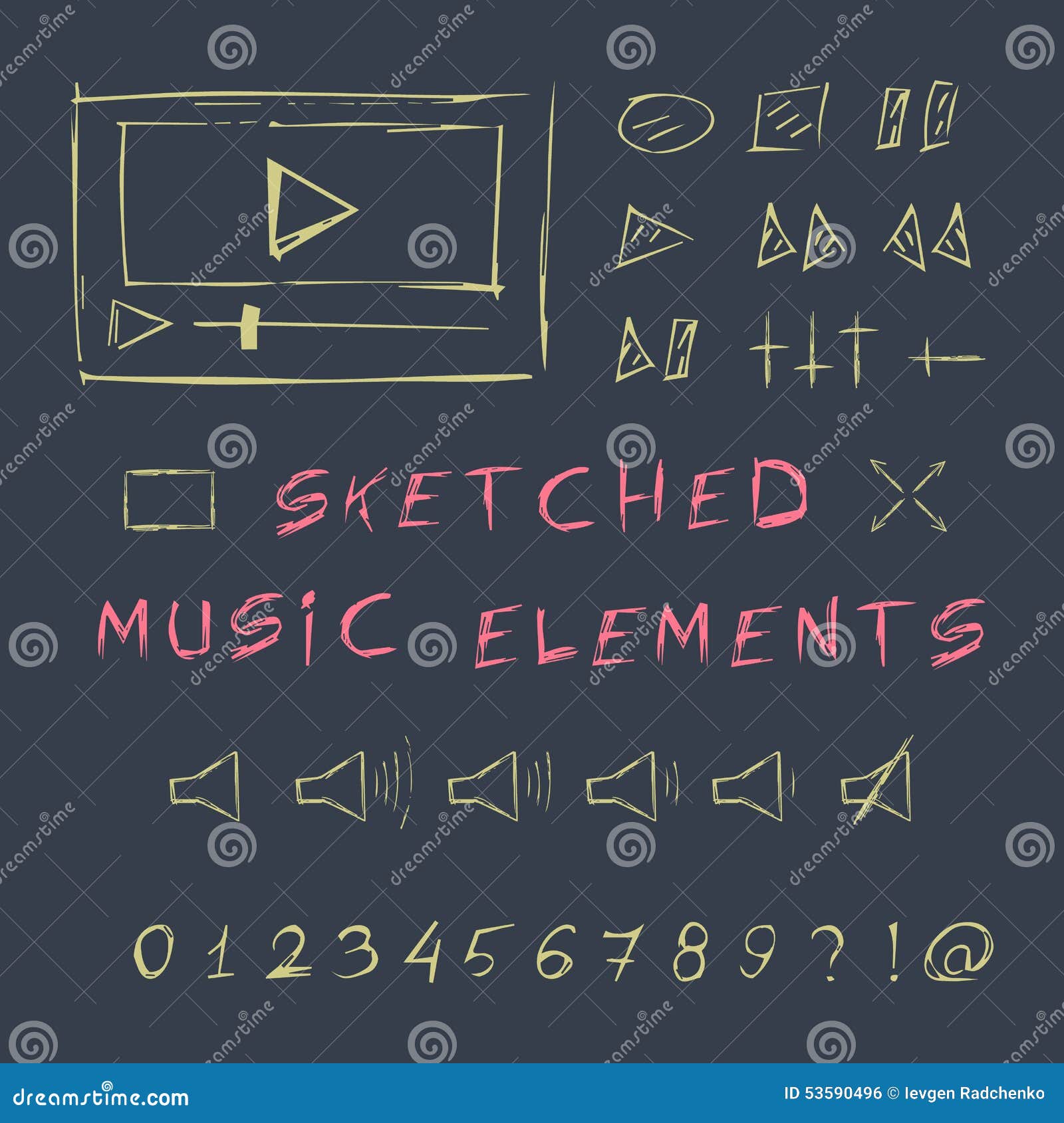 Doodle Hand Drawn Music Elements Set, Sketch Stock Vector ...