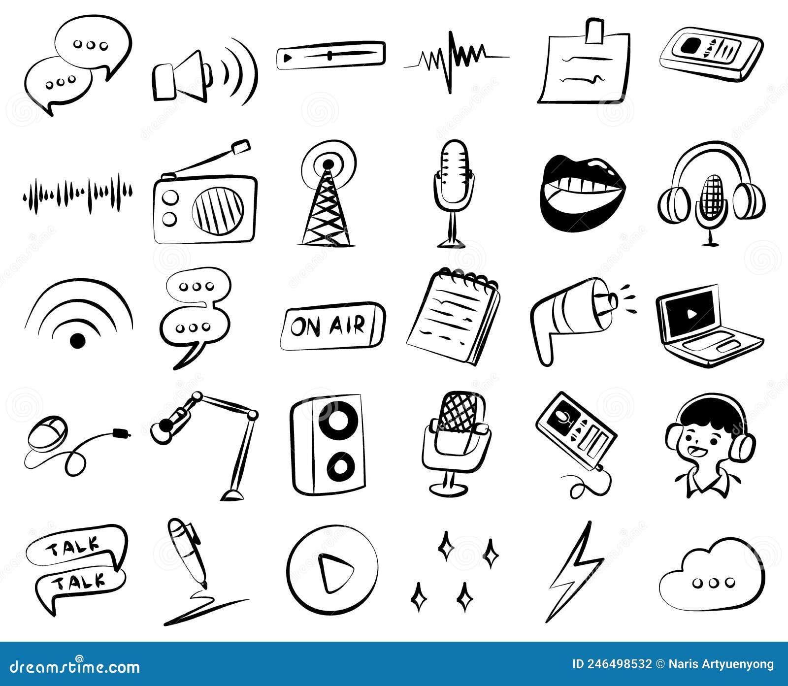 Doodle hand drawn podcast stock vector. Illustration of digital - 246498532