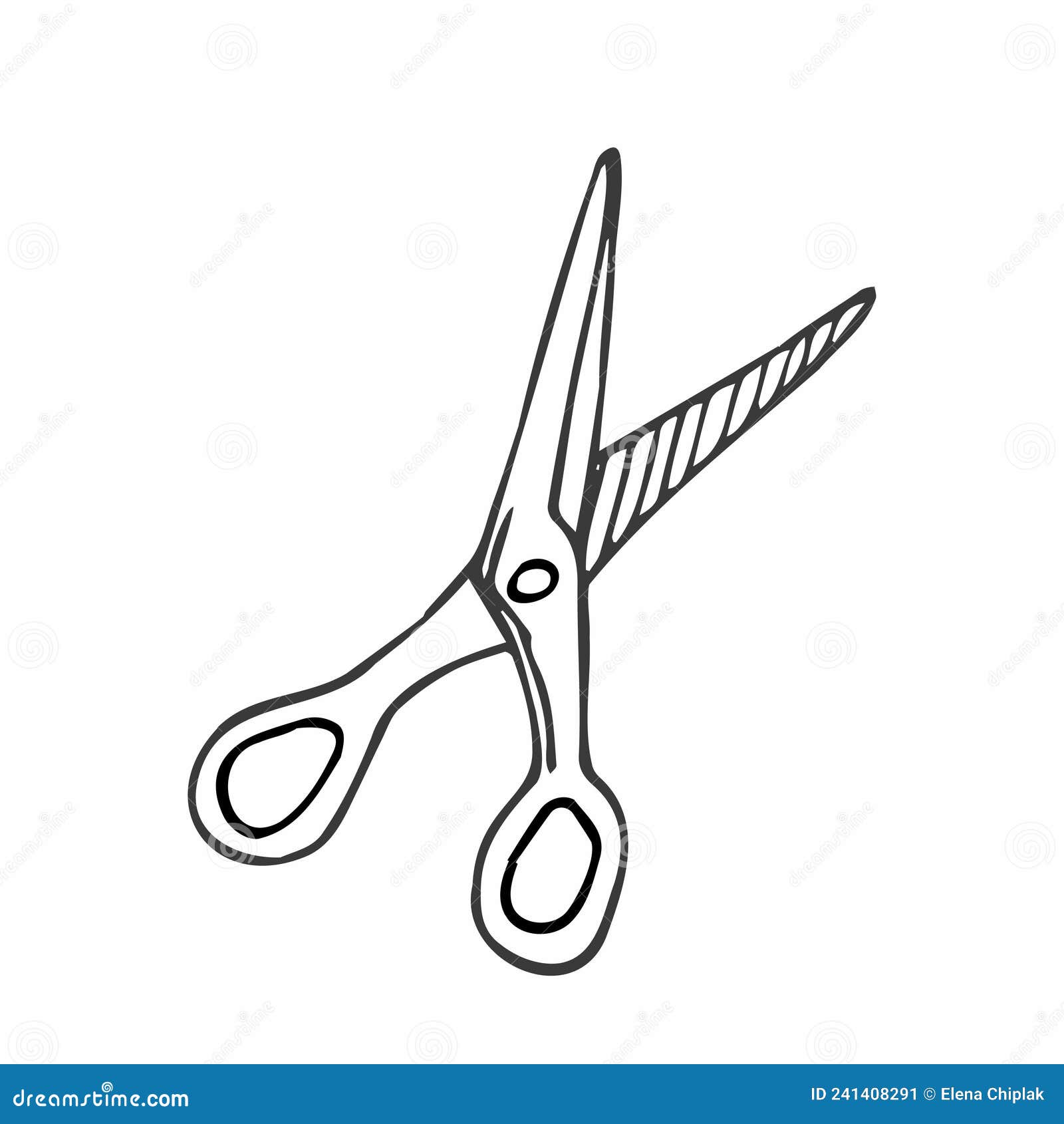 Doodle Hand-drawn Scissors Open School Black and White Doodle Style ...