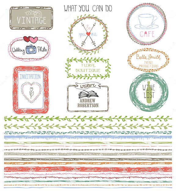 Doodle Hand Drawn Seamless Line Border .Logo,frames Stock Vector ...