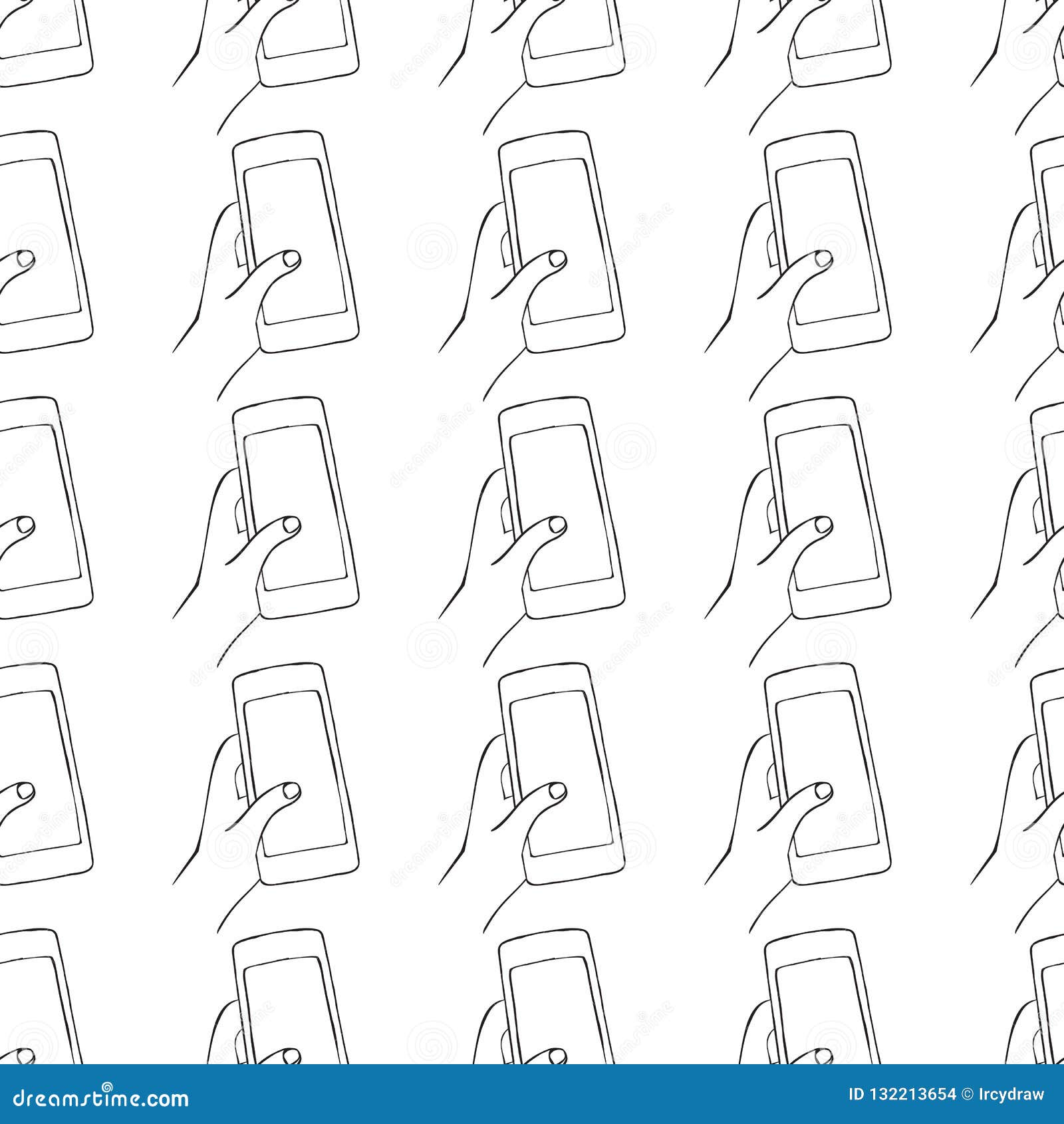 Doodle Hand Drawn Seamless Pattern with Sketch Hand and Phone Stock ...