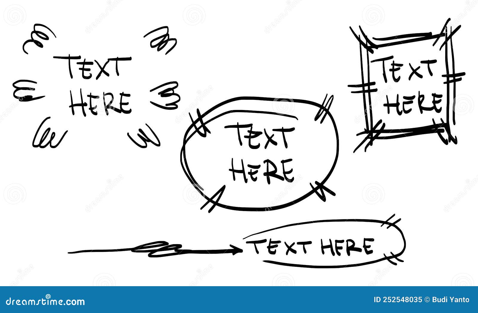 Doodle Hand Drawn on Set of Design Elements for Emphasis Text in Comic ...