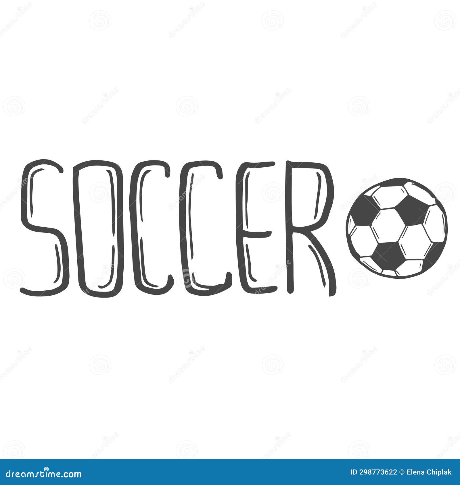 Doodle Hand Drawn Soccer Word Stock Vector - Illustration of card ...
