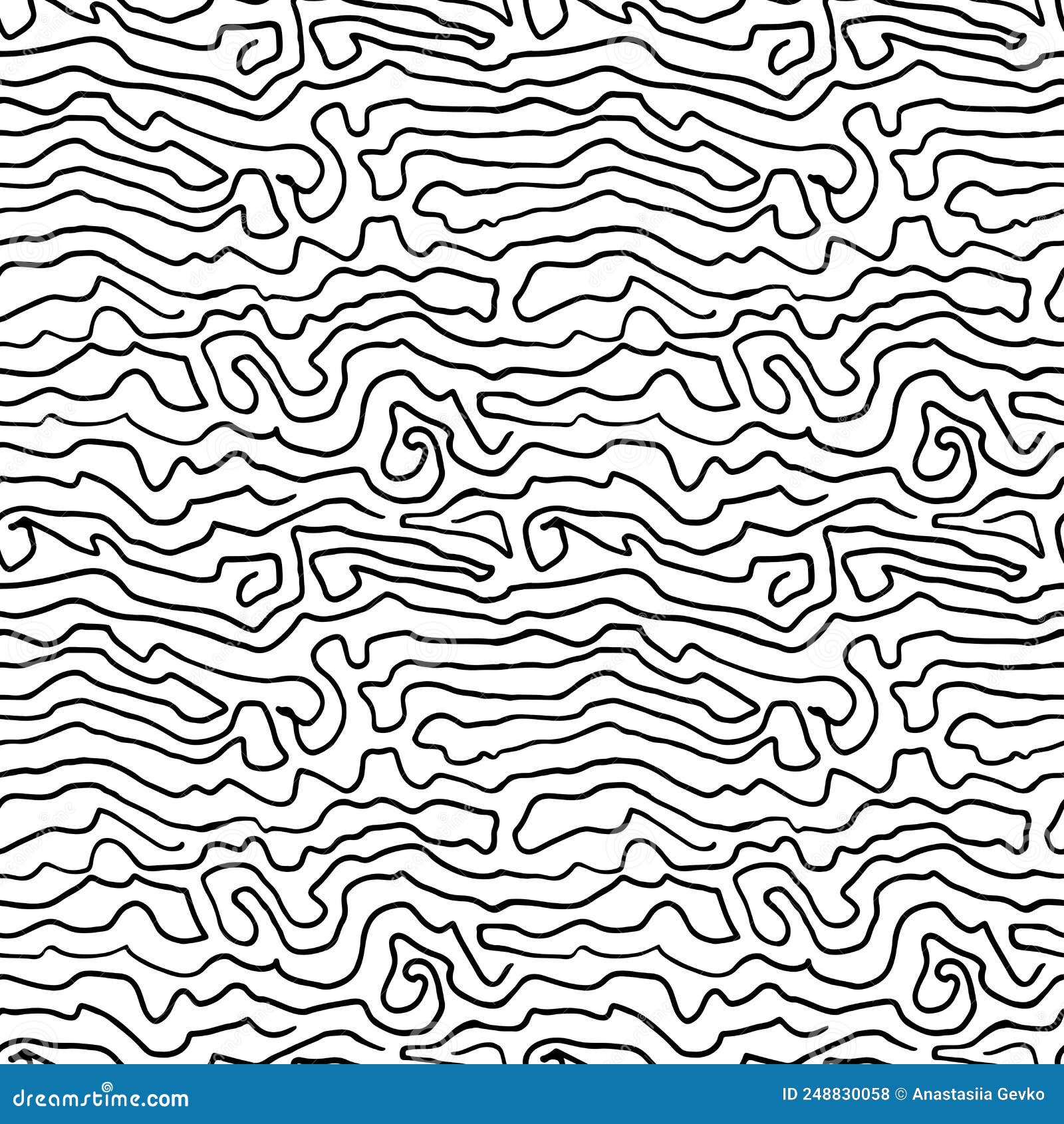 Doodle Hand Drawn Thin Lines Seamless Pattern. Stock Vector ...