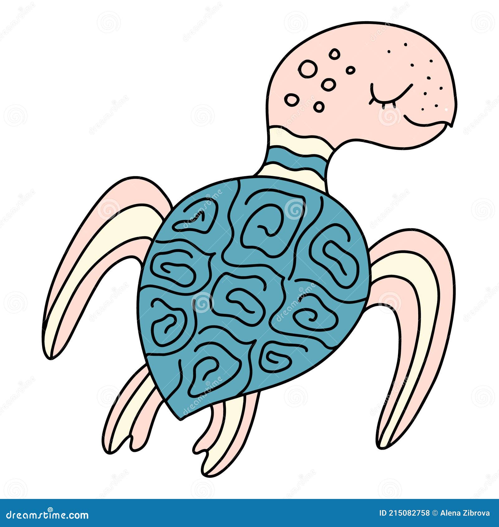 Doodle Hand Drawn Turtle Illustration Stock Illustration - Illustration ...