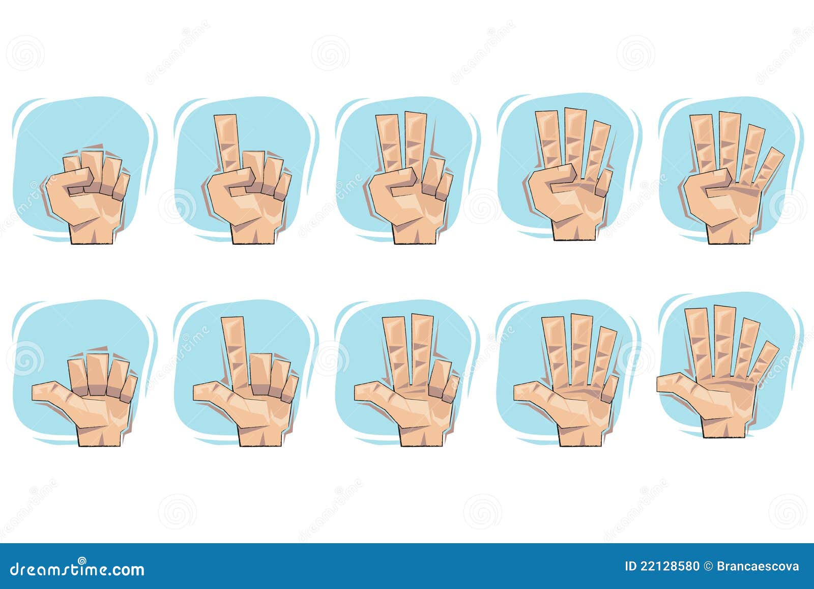 Doodle Hand Number Sign Icons Stock Vector - Illustration of hand, five ...