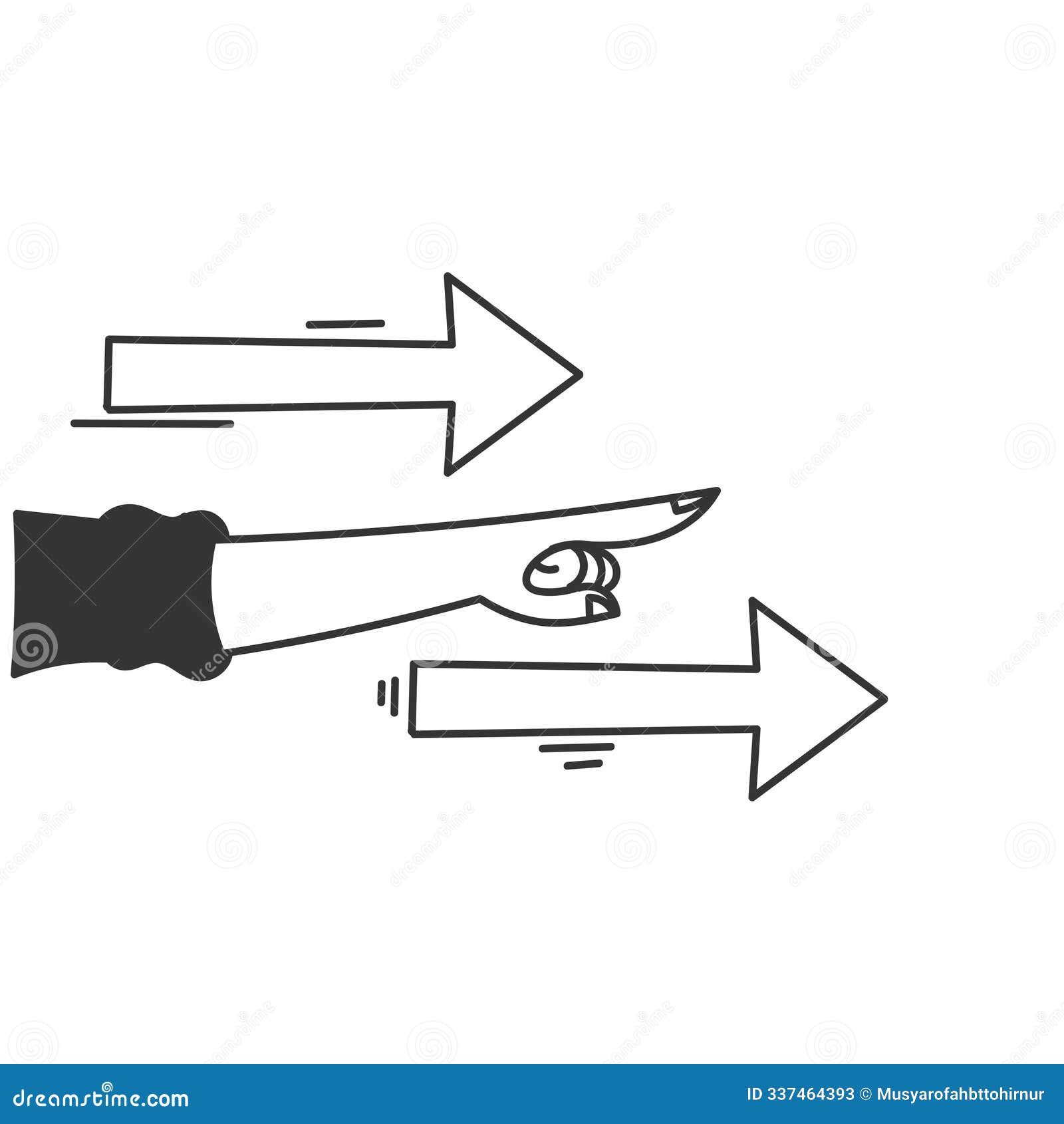 Doodle Hand Pointing Finger and Forward Arrow Illustration in Hand ...