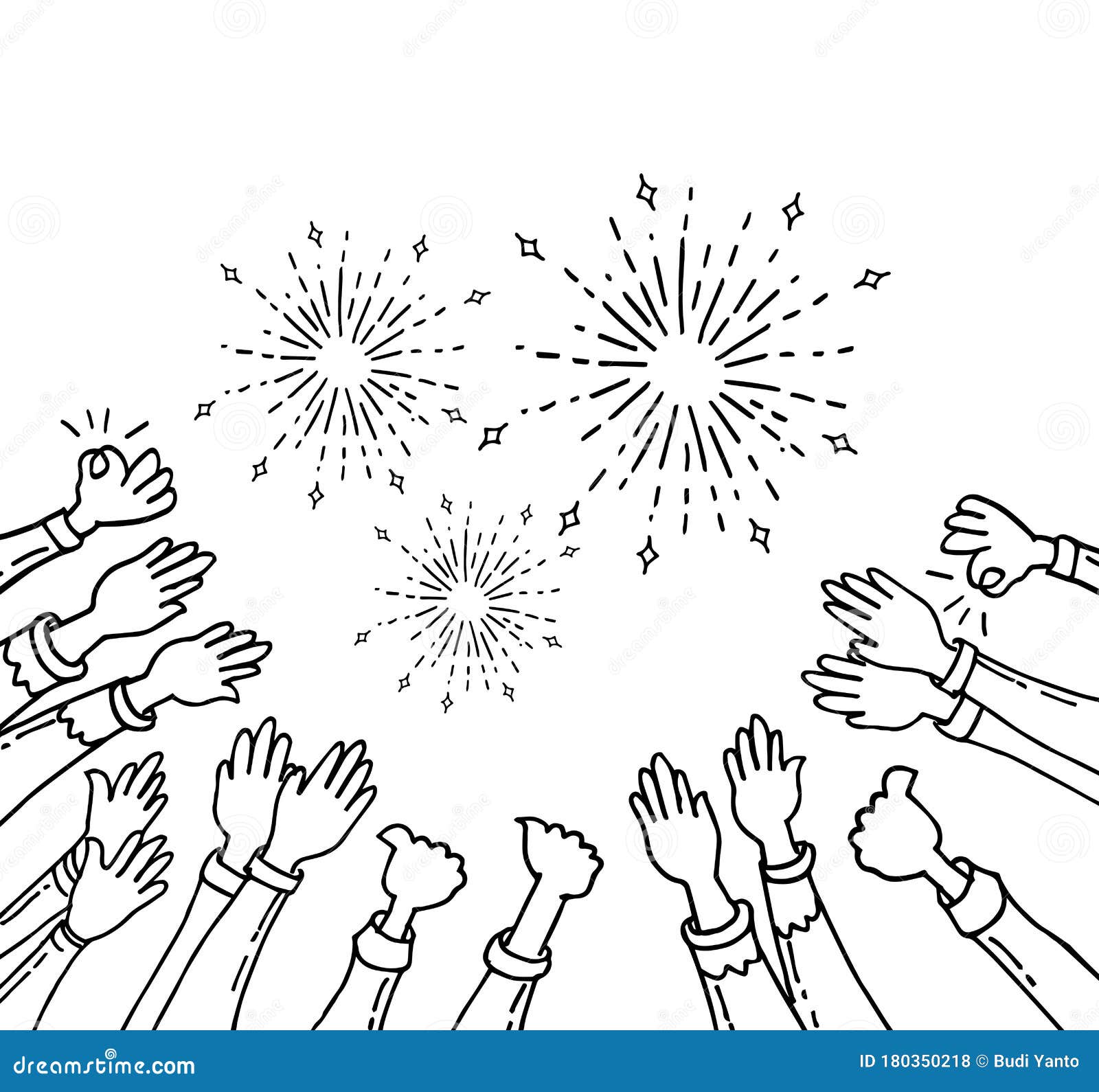 Doodle Hands Clapping. Hands Up Applause Vector Illustration ...