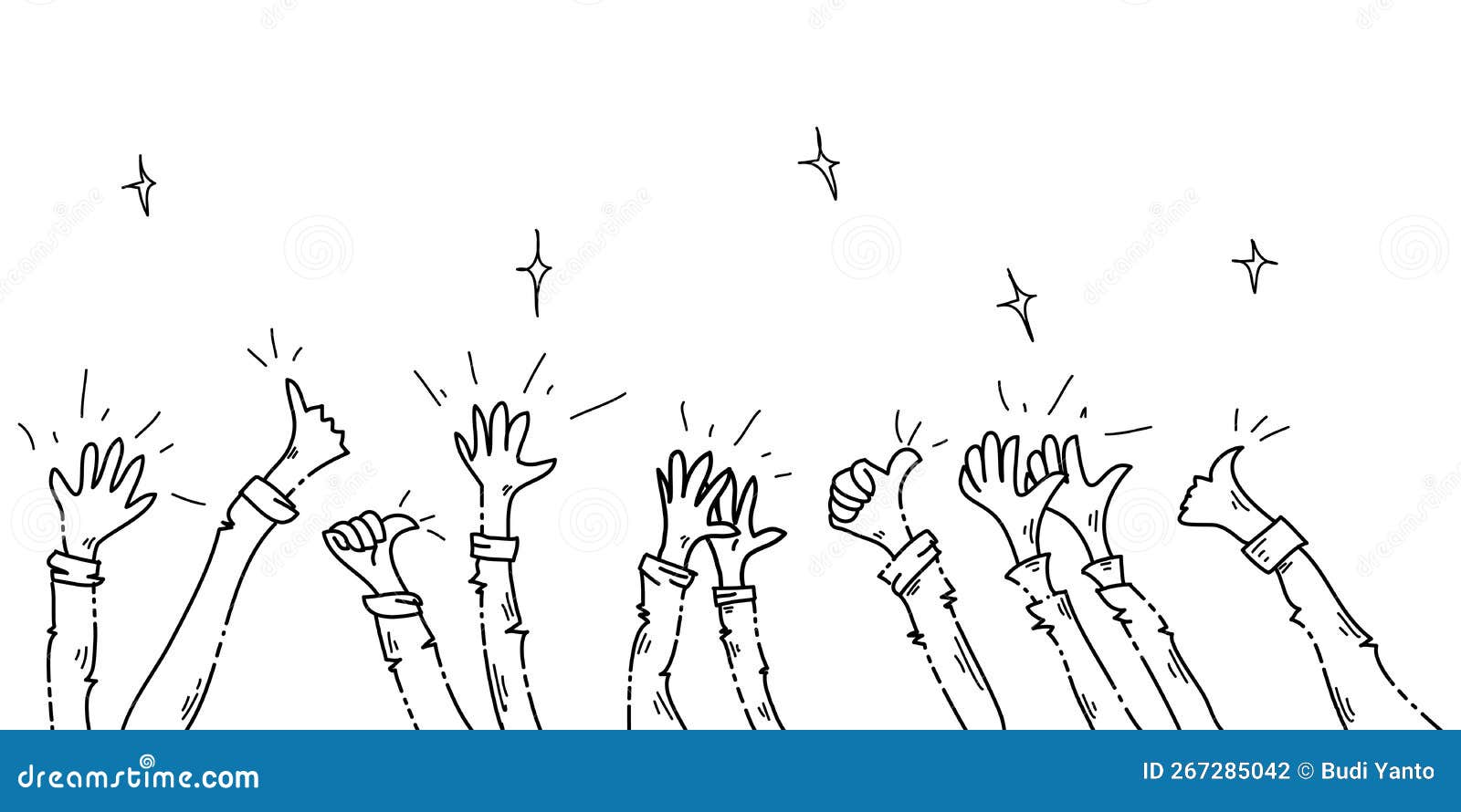 Doodle Hands Clapping Ovation. Applause Stock Vector - Illustration of ...