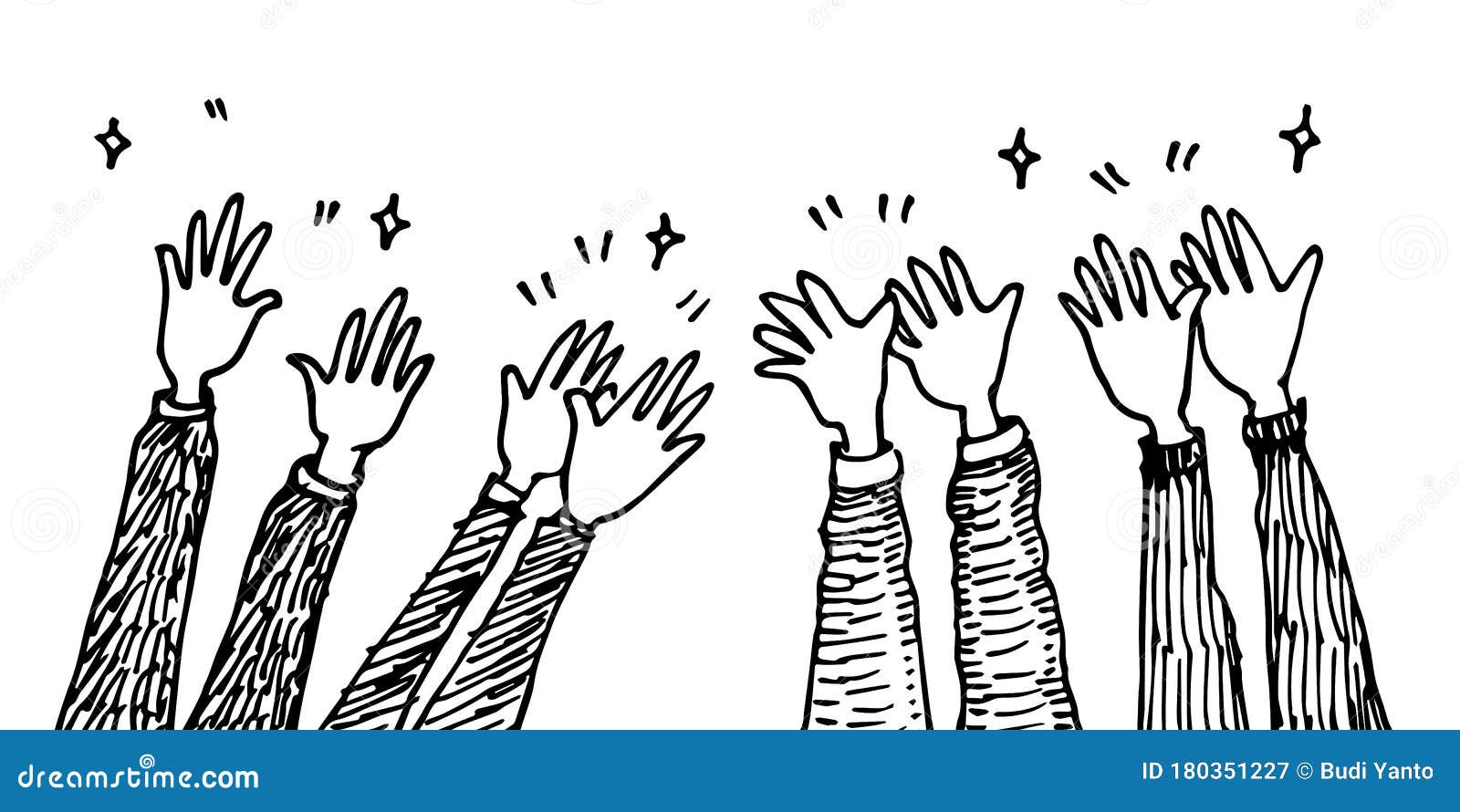 Doodle of Hands Up. Applause Gestures Stock Vector - Illustration of ...