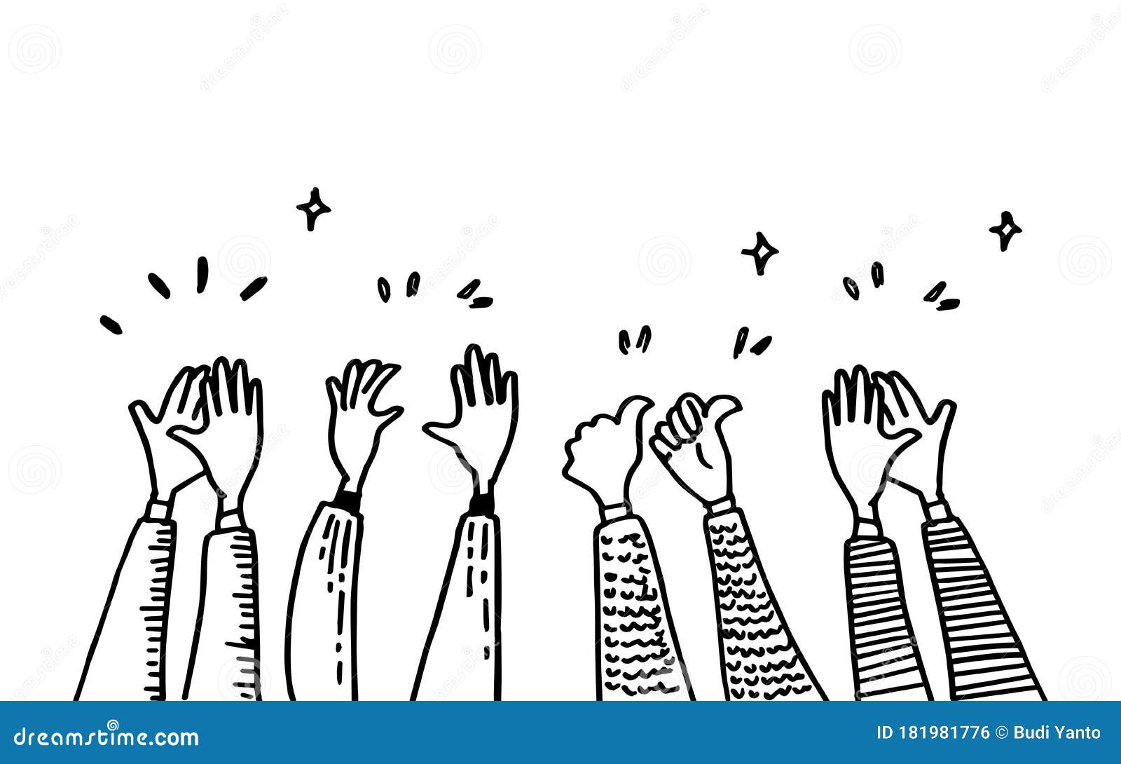 Doodle of Hands Up,Hands Clapping Stock Vector - Illustration of ...