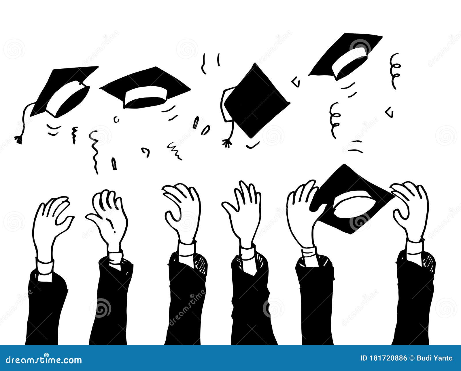 Doodle Hands Up, Hands Clapping. Congratulation Graduation Stock Vector ...