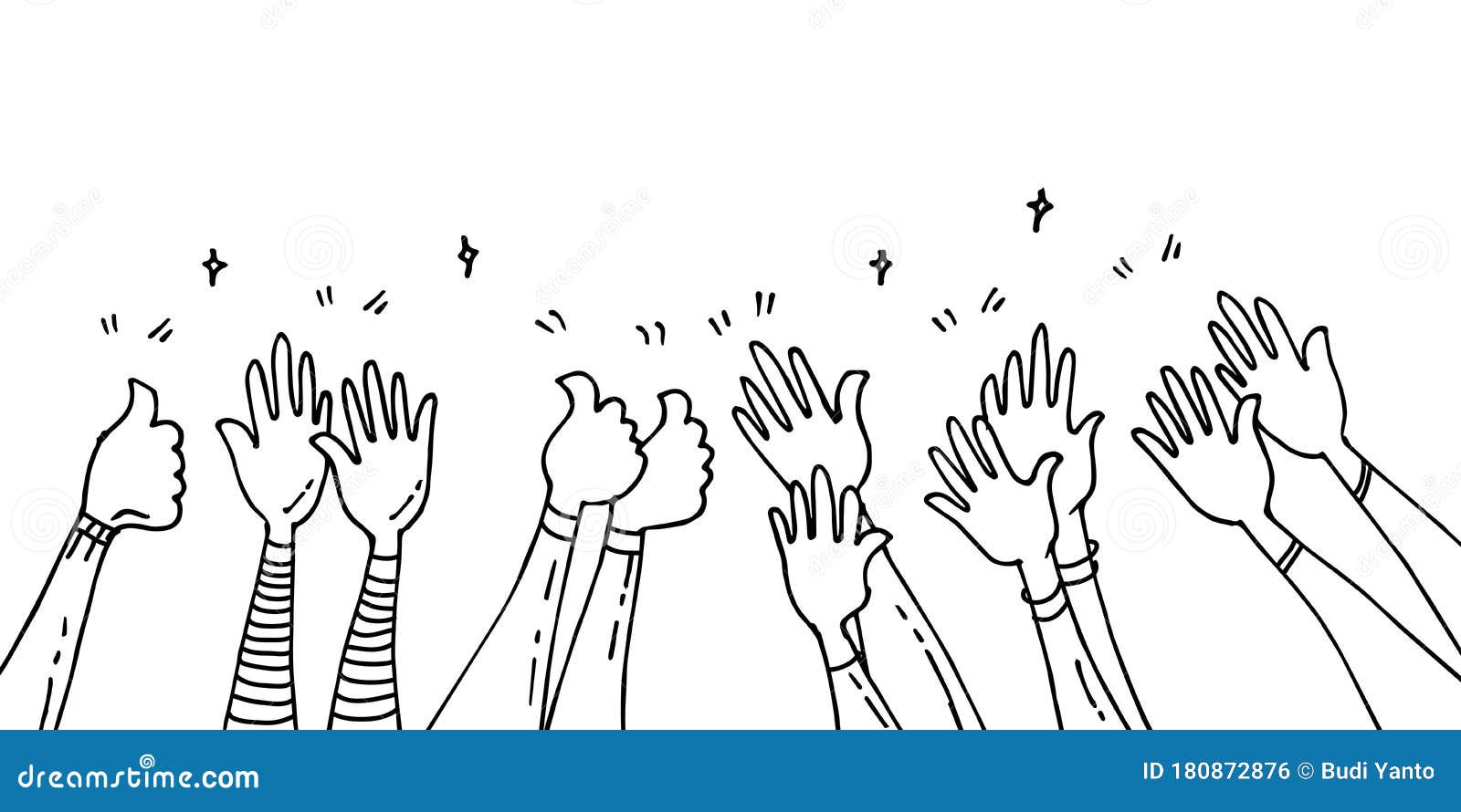 Doodle of Hands Up, Applause Gestures Stock Vector - Illustration of ...