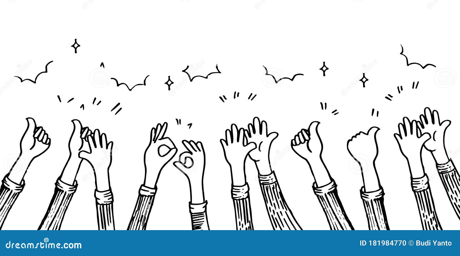 Doodle Hands Up,Hands Clapping. Applause Gestures Stock Vector ...