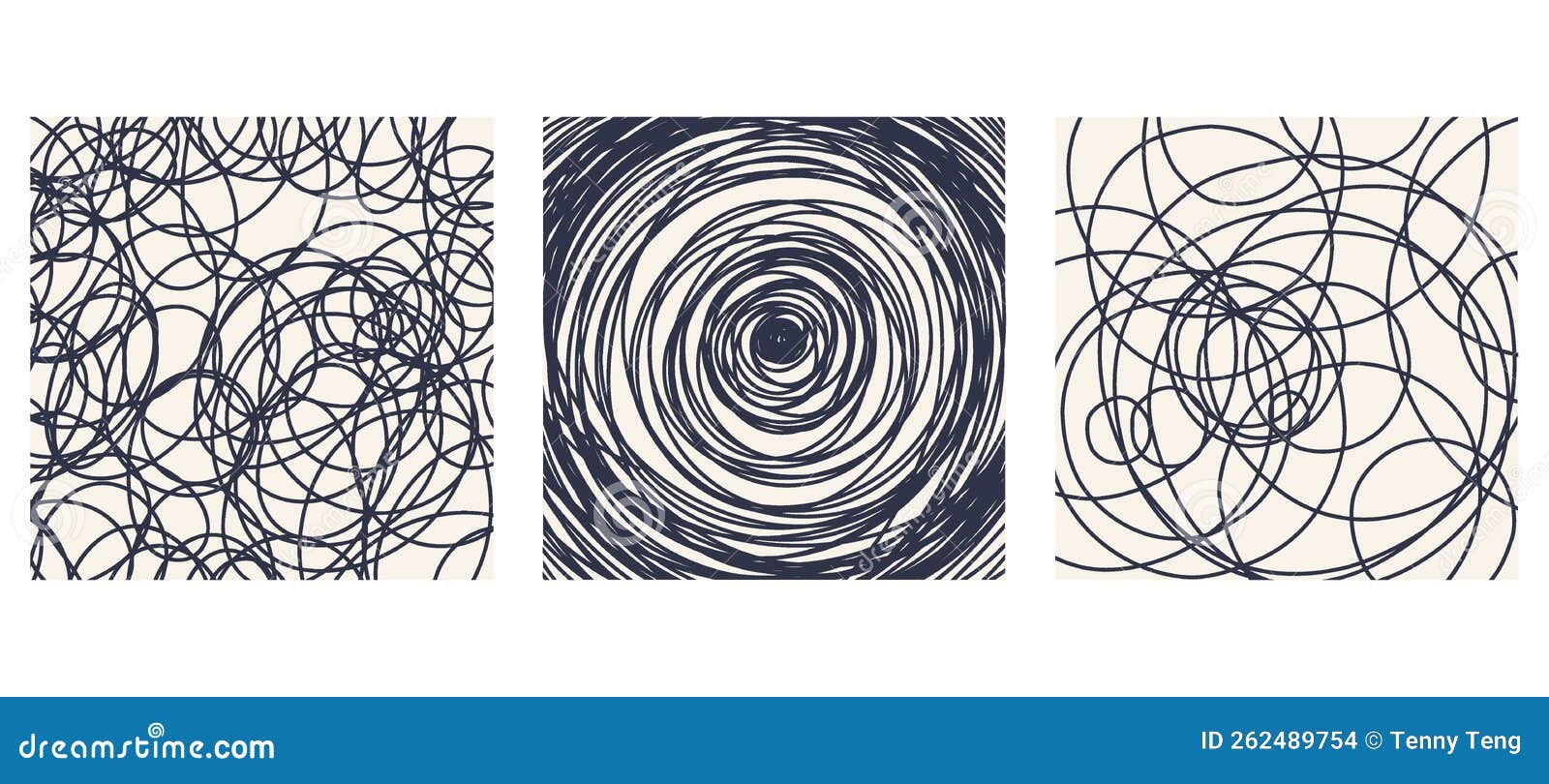 Doodle Handwriting Scribble Patterns. Outline Abstract Circular ...