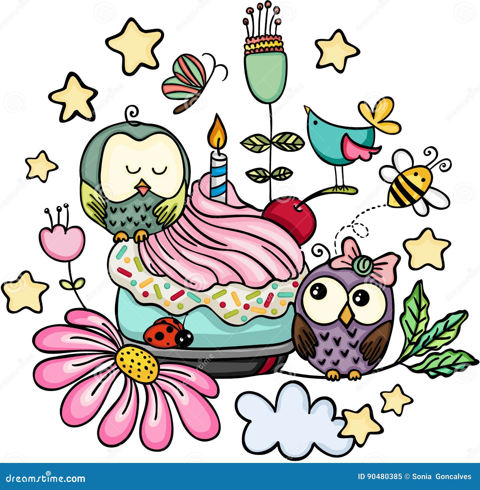 Doodle Happy Cartoon Kids Playing With Toys On The Carpet. Vector ...