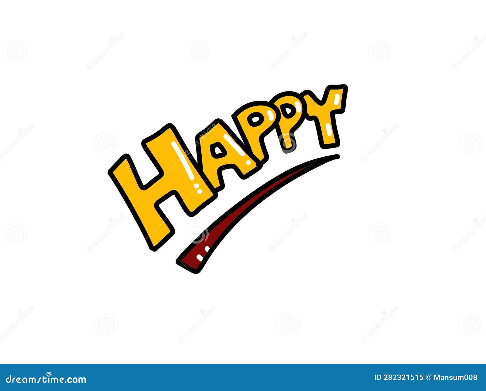Doodle Happy Cartoon Text Happy Stock Illustration - Illustration of ...