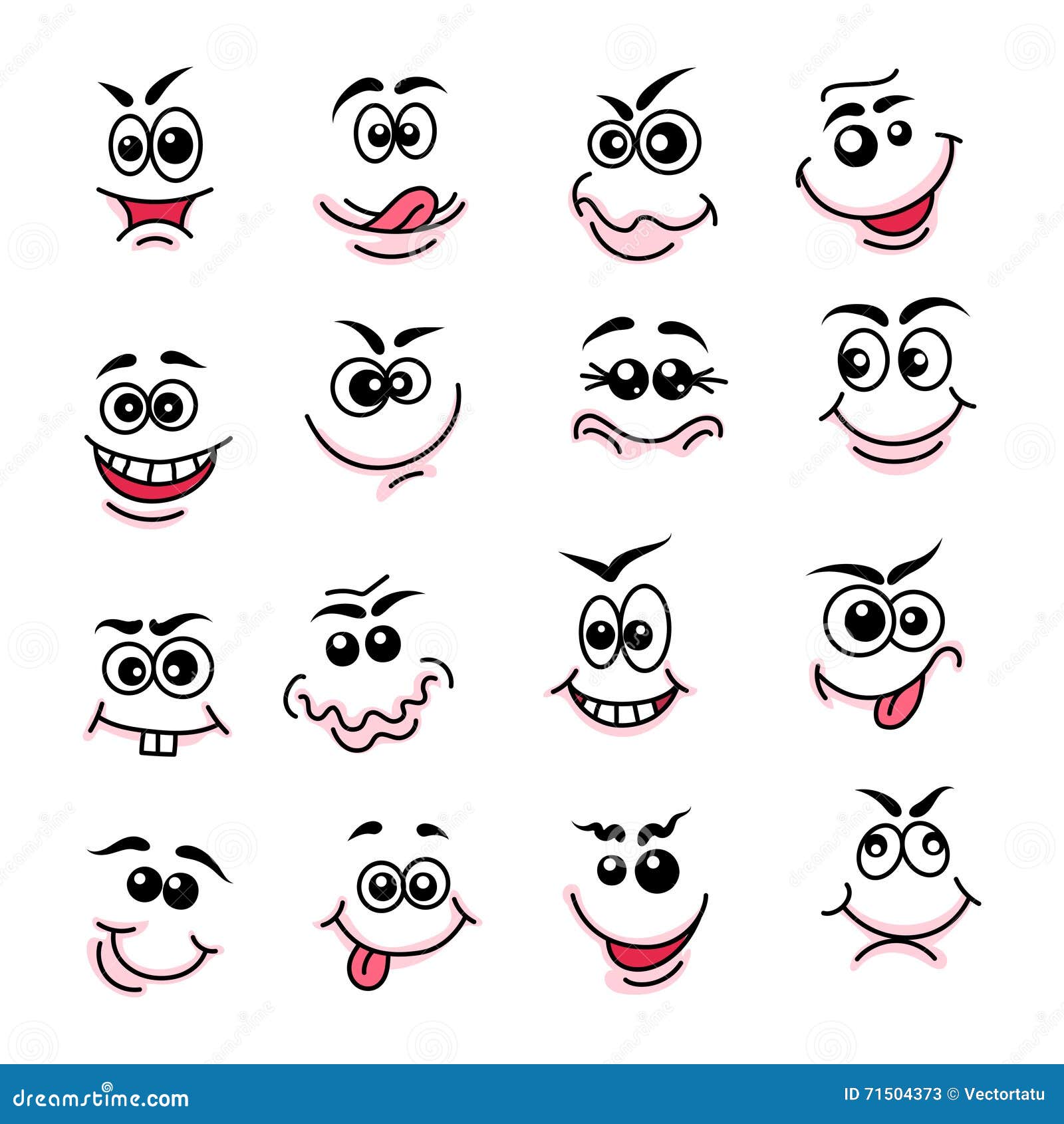 Doodle happy faces stock vector. Illustration of eyebrow - 71504373