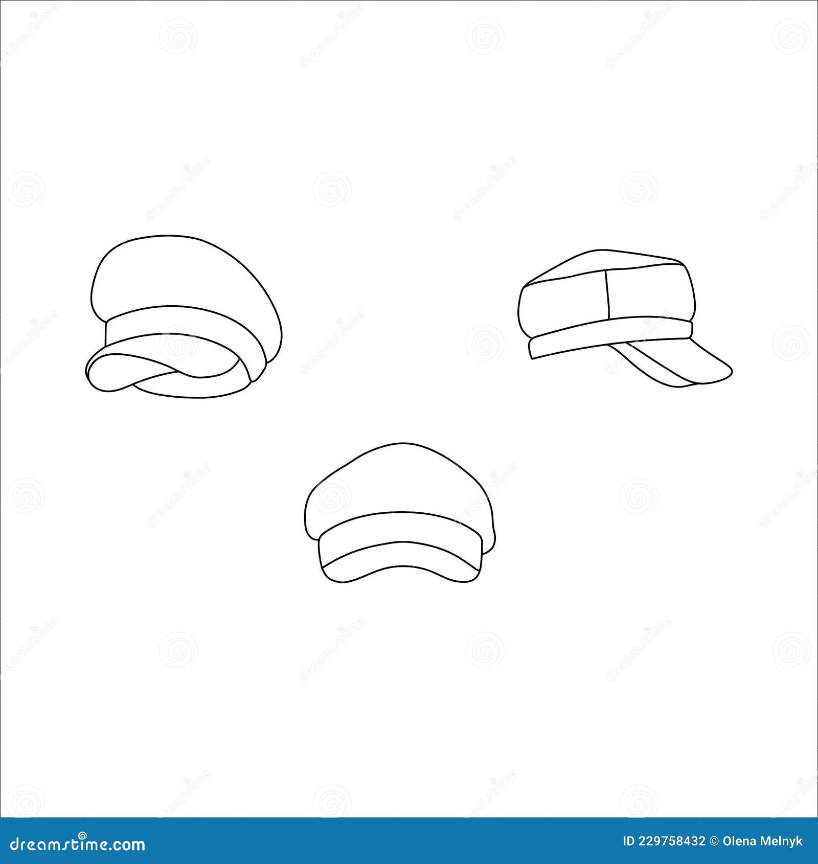 Doodle Hat Caps Design. Winter Vector Illustration Isolated on White ...