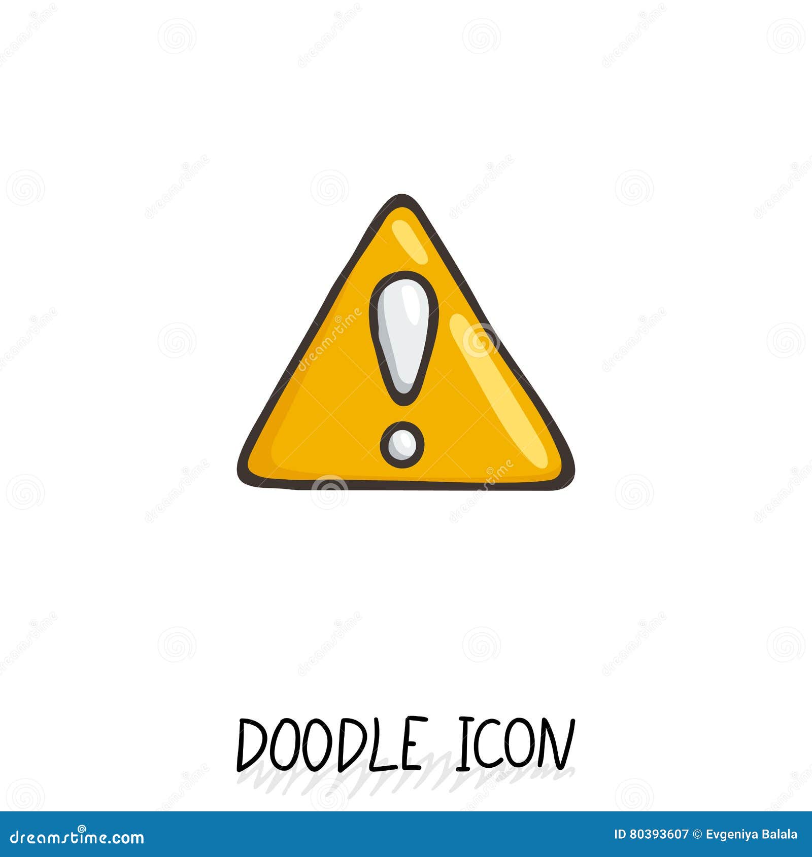 Doodle Hazard Warning Sign With Exclamation Mark. Alert Symbol. Cartoon ...