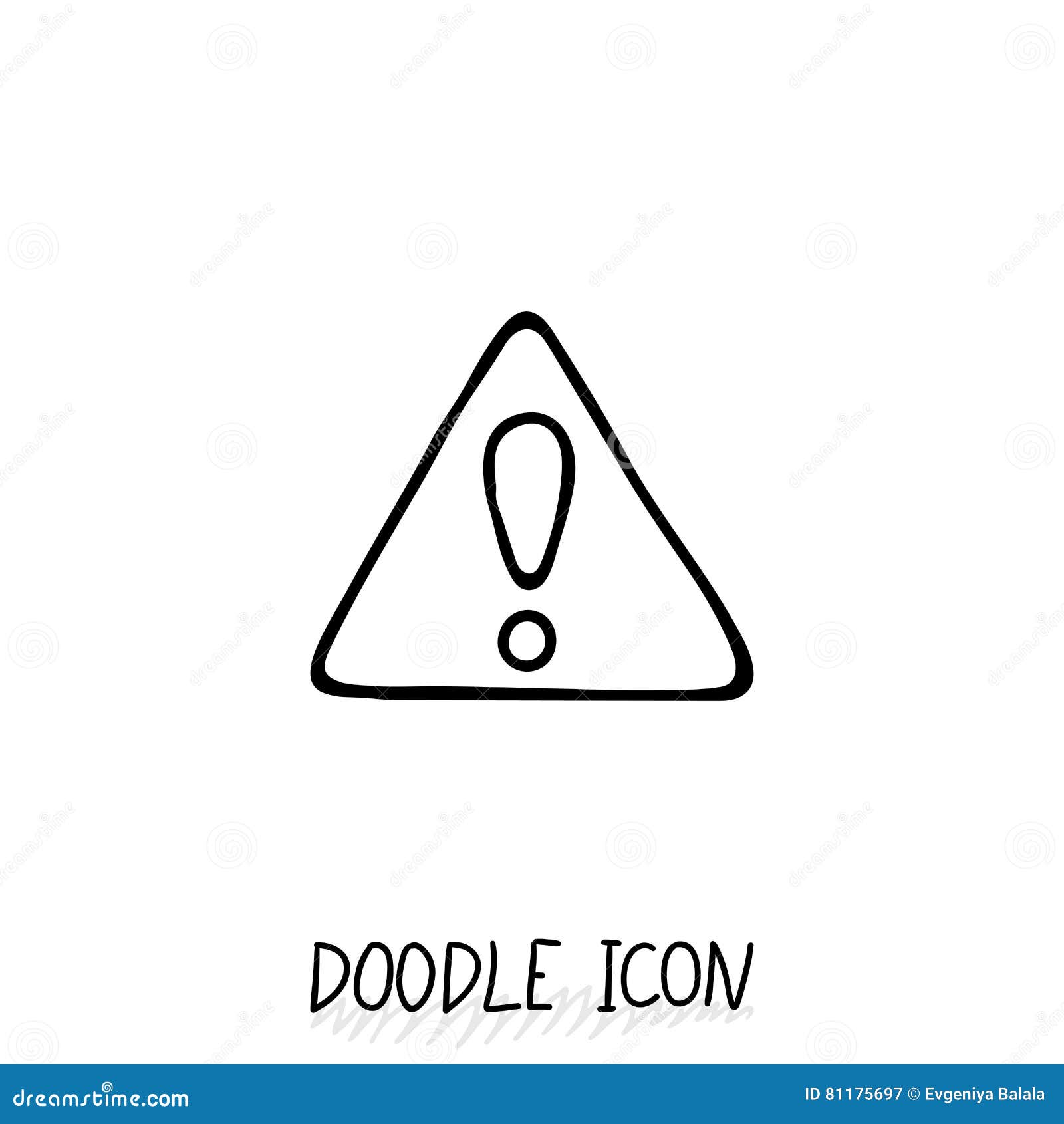 Doodle Hazard Warning Sign with Exclamation Mark. Alert Symbol. Stock ...