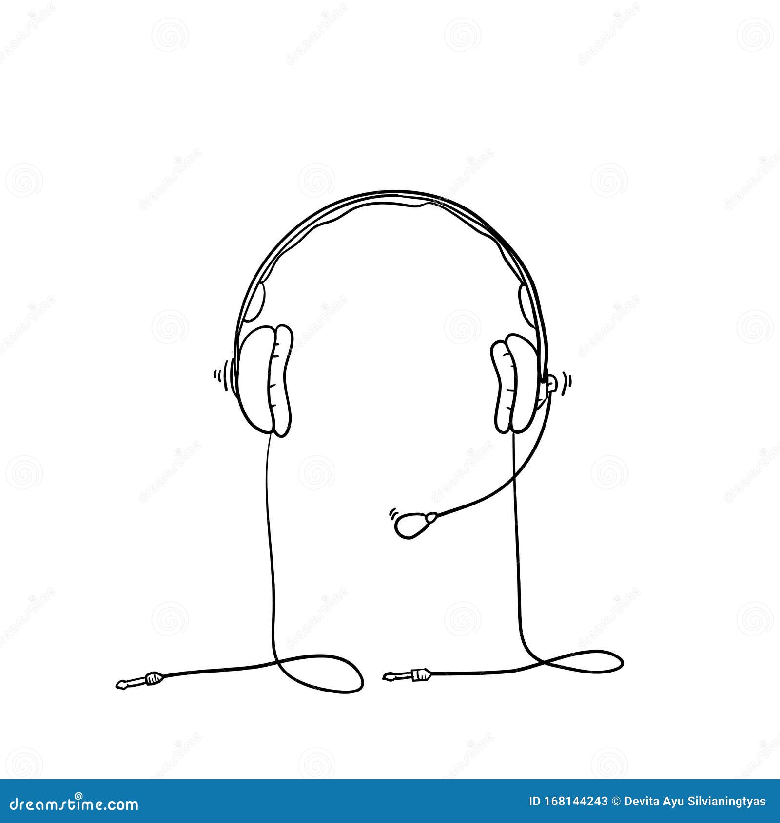 Doodle Headset Earphone Illustration Vector Stock Vector - Illustration ...