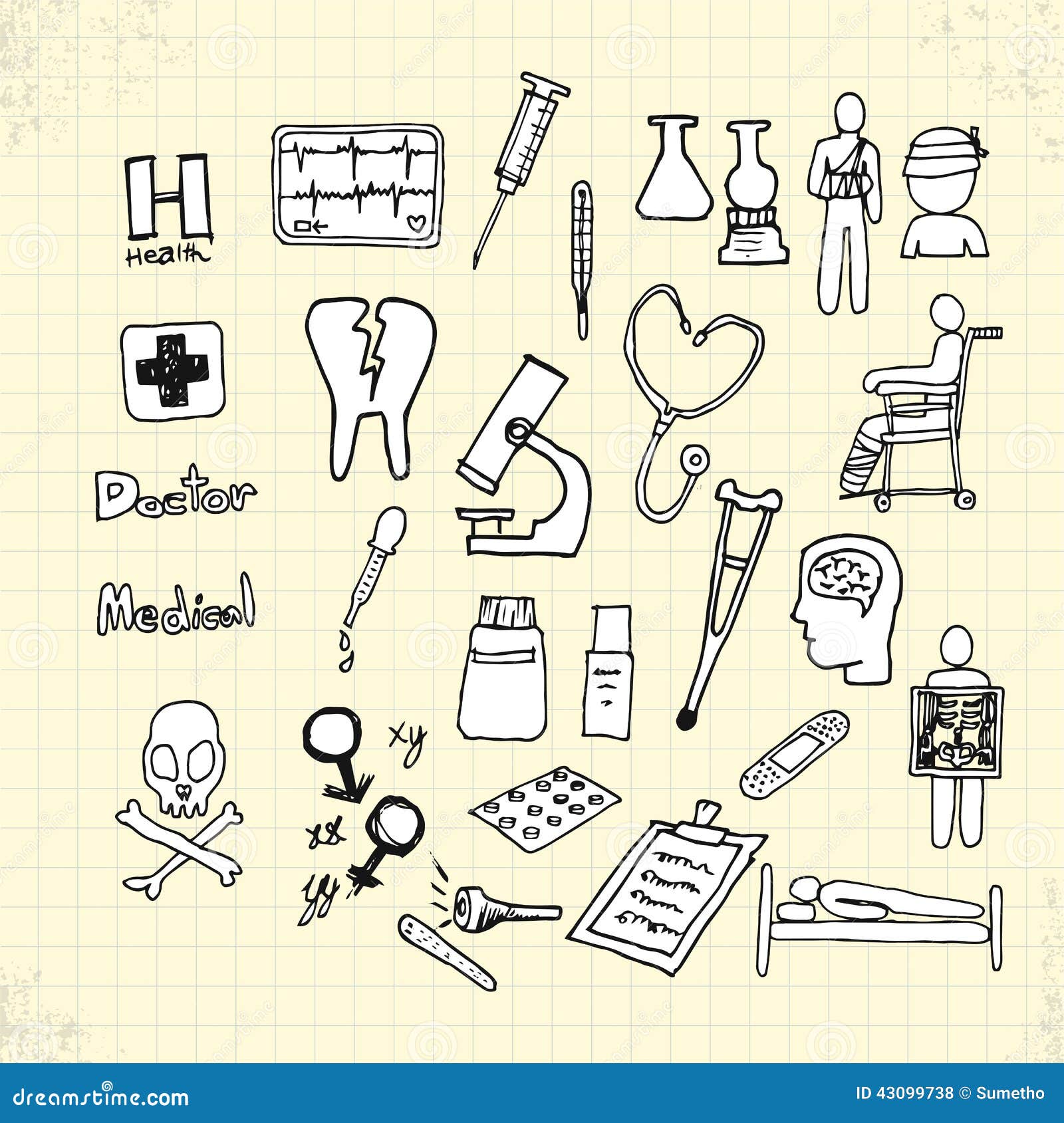 Doodle Health and Medical on Paper Stock Vector - Illustration of ...
