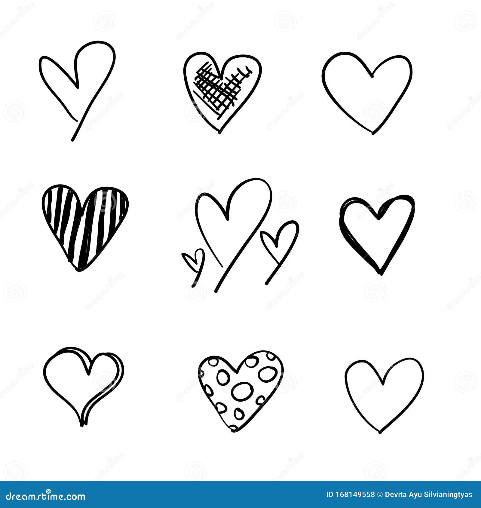 Doodle Heart Love Collection Vector Illustration Stock Vector ...