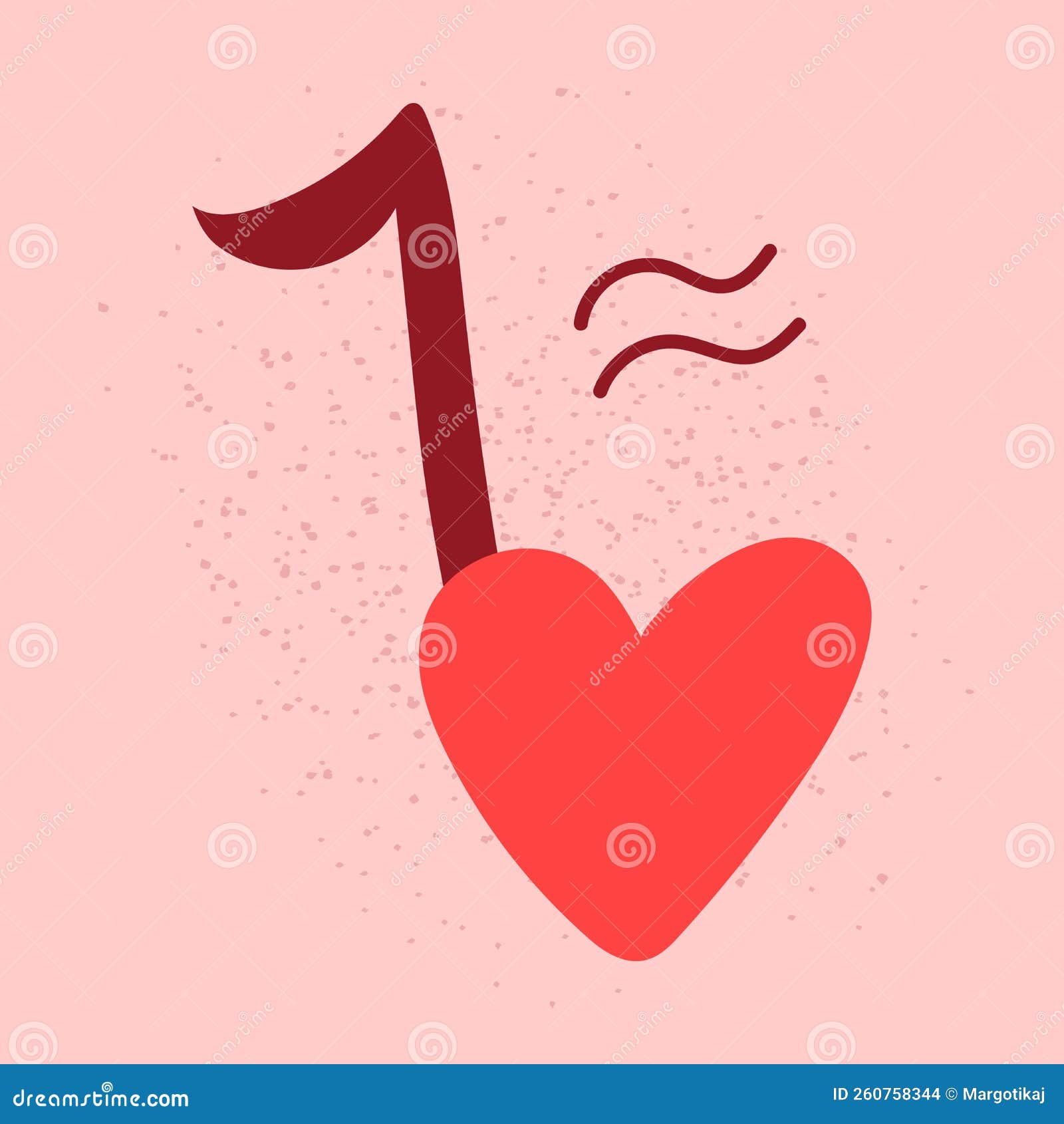 Doodle Heart Note Isolated Vector Sticker on Pink. Stock Vector ...