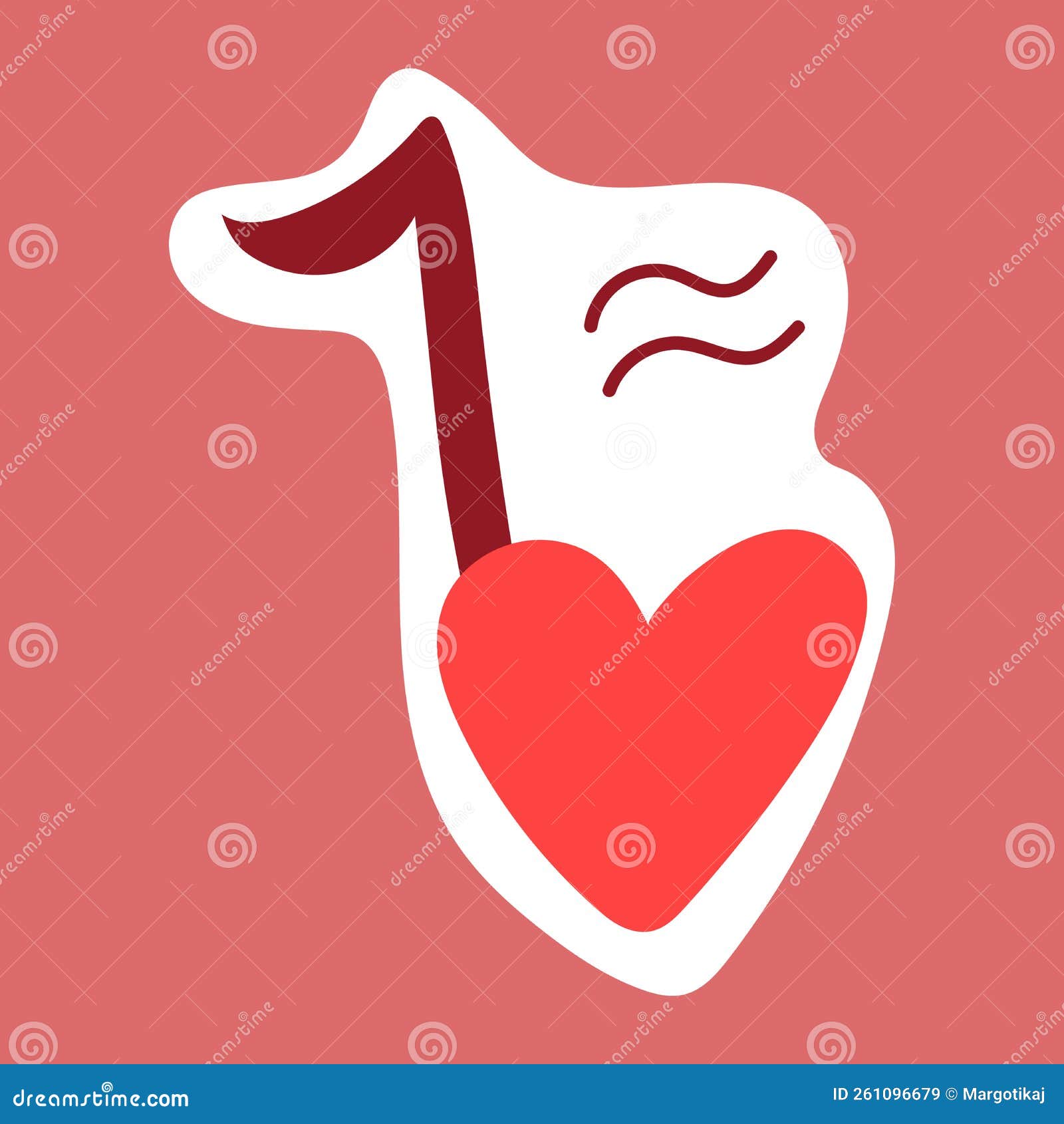 Doodle Heart Note Isolated Vector Sticker on Pink. Stock Vector ...