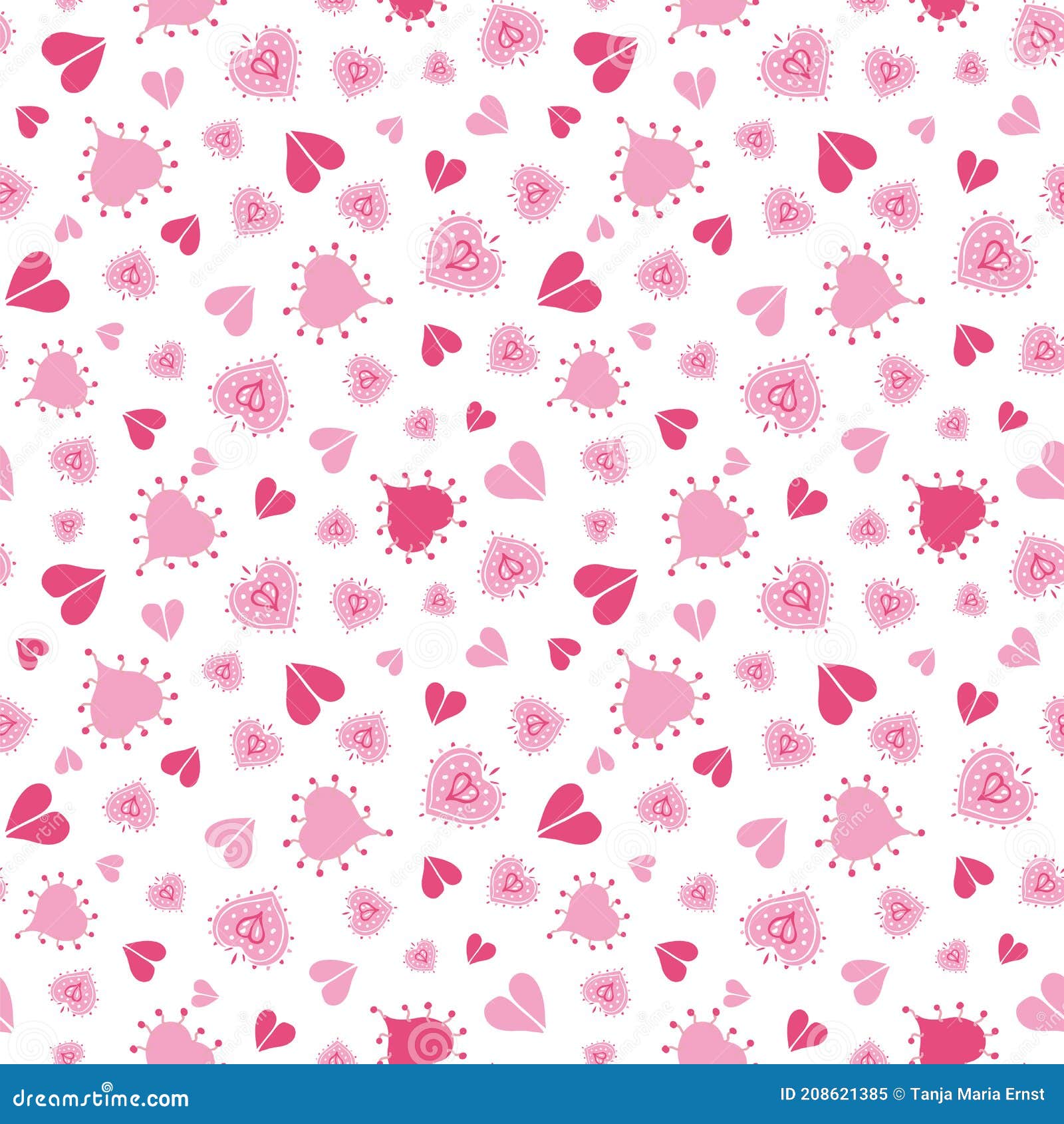 Doodle Heart Shape Pattern Seamless Vector Repeat Background Stock ...