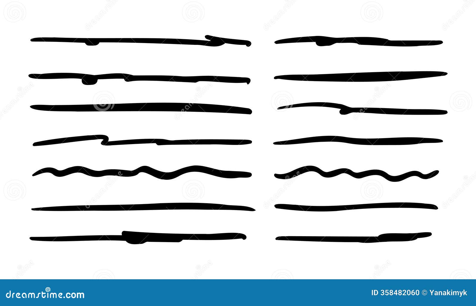 Doodle Highlighting Elements. Hand Drawn Lines, Drawing Line Sketch ...