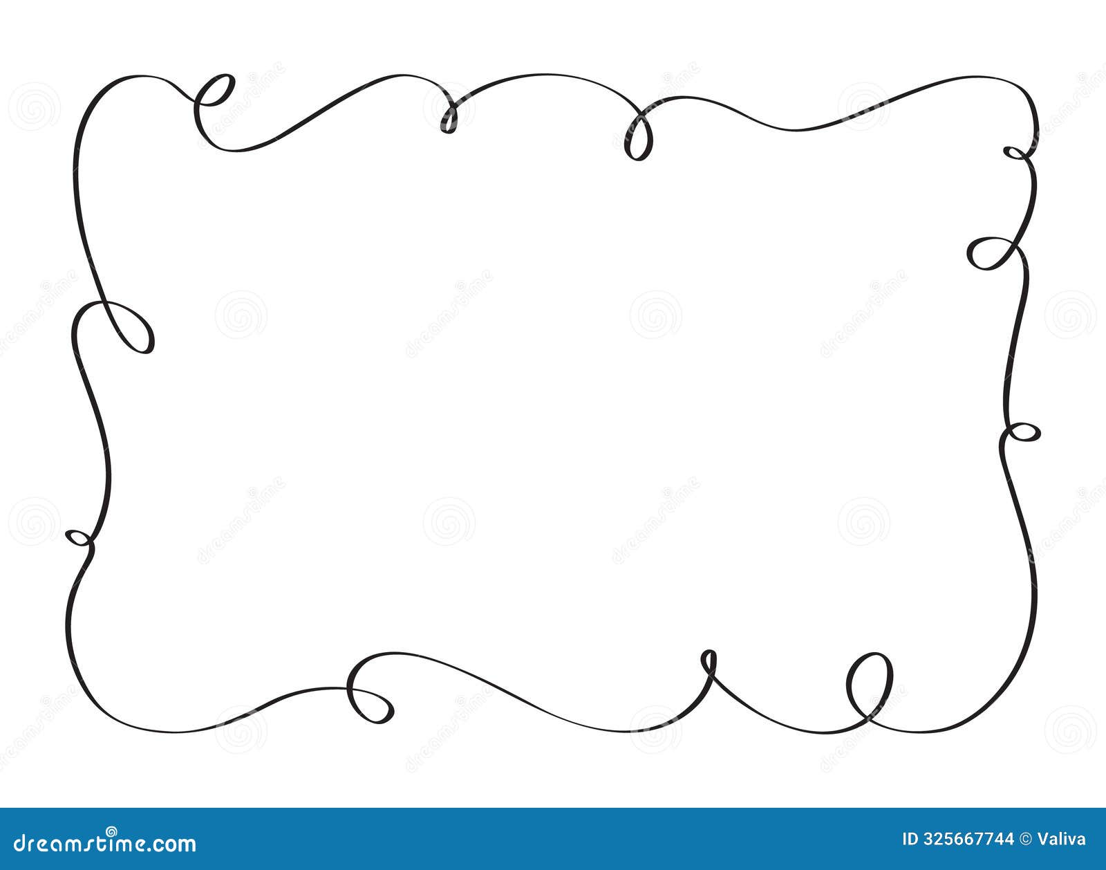 Doodle Horizontal Frame, Hand Drawn Border Stock Illustration ...