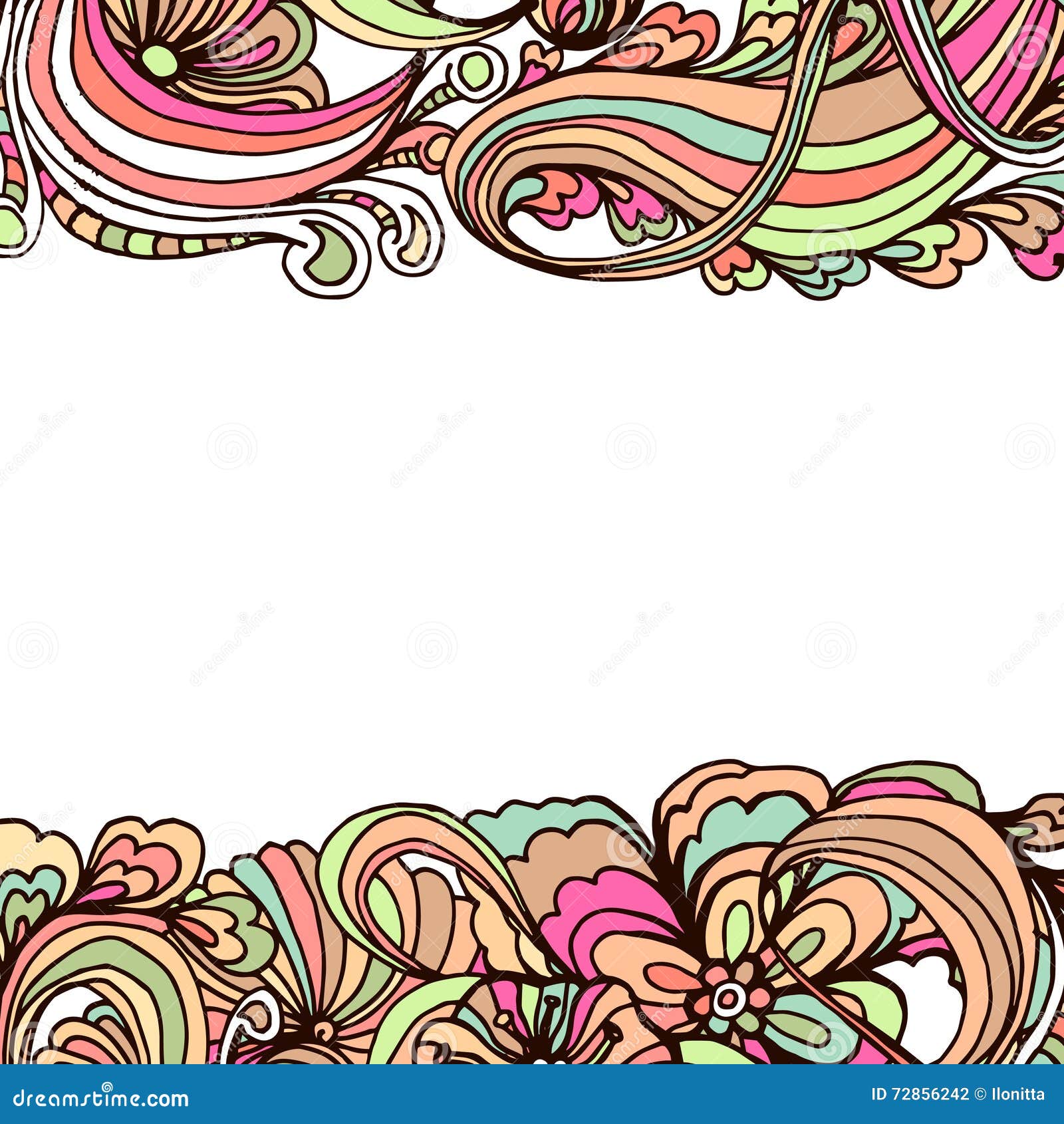 Doodle Horizontal Ornamental Frame for Banner Design. Stock Vector ...
