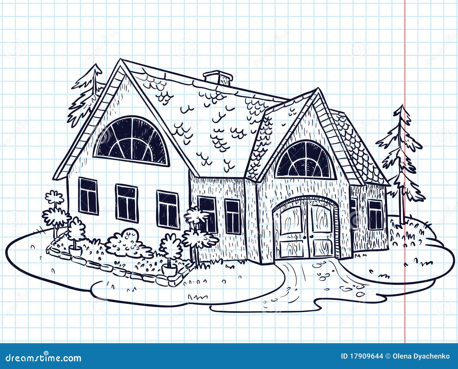Doodle house stock vector. Illustration of exterior, residential - 17909644